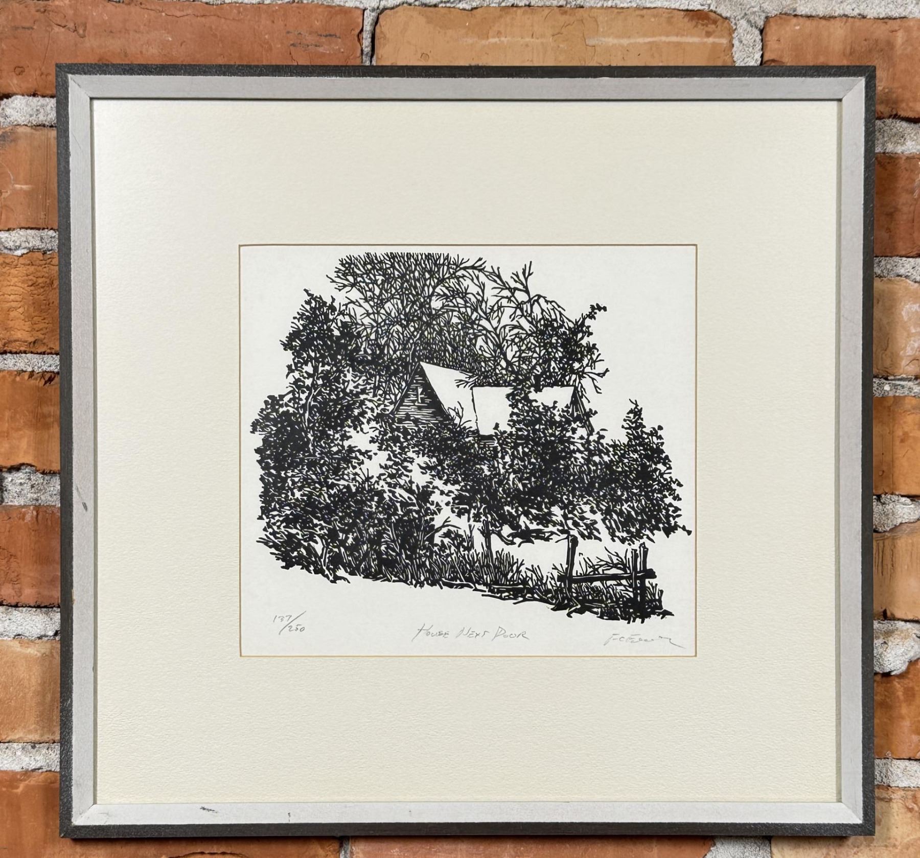 Frank Eckmair House Next Door Woodcut Print
