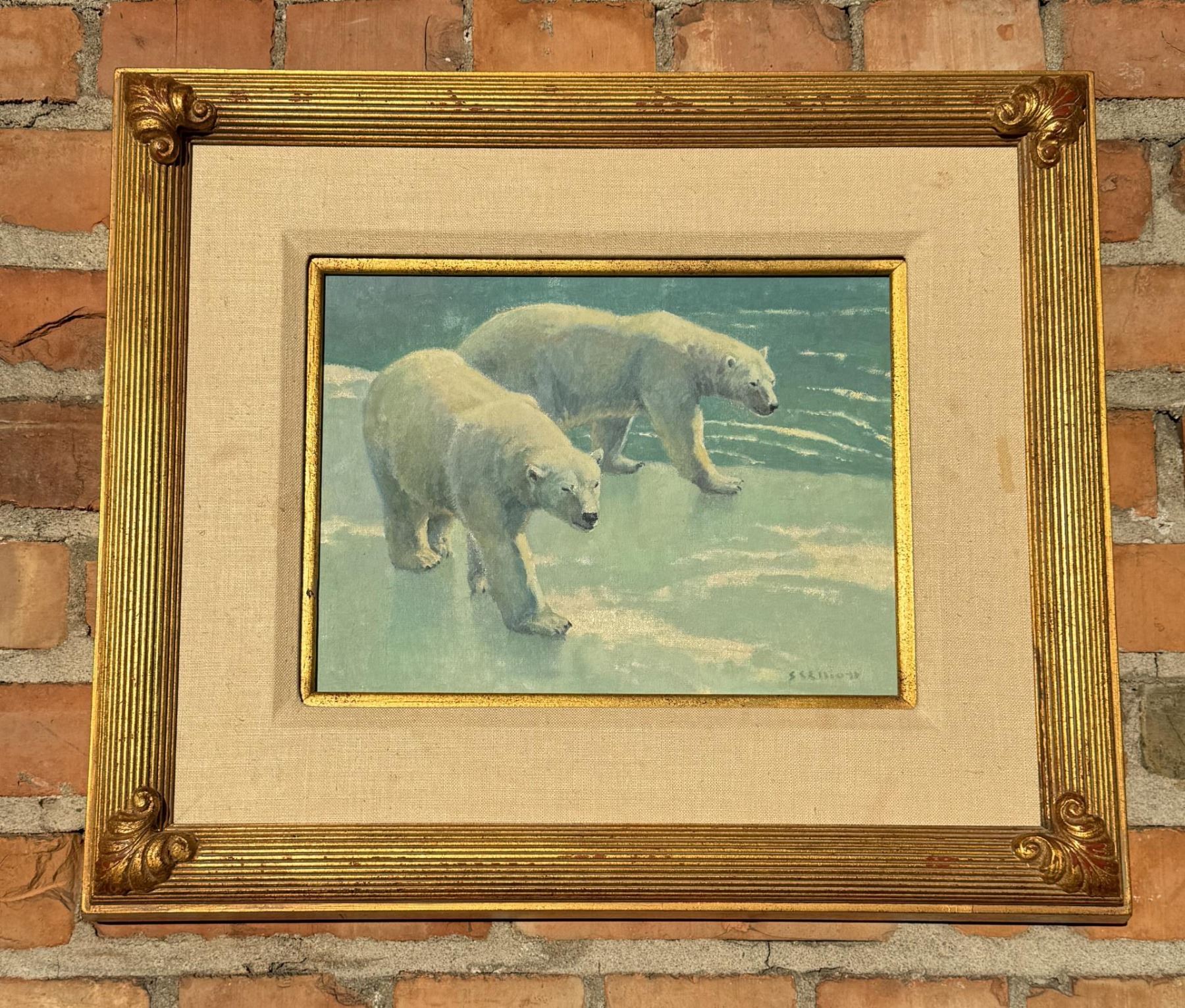 Stephen Elliott Polar Bears Oil Painting