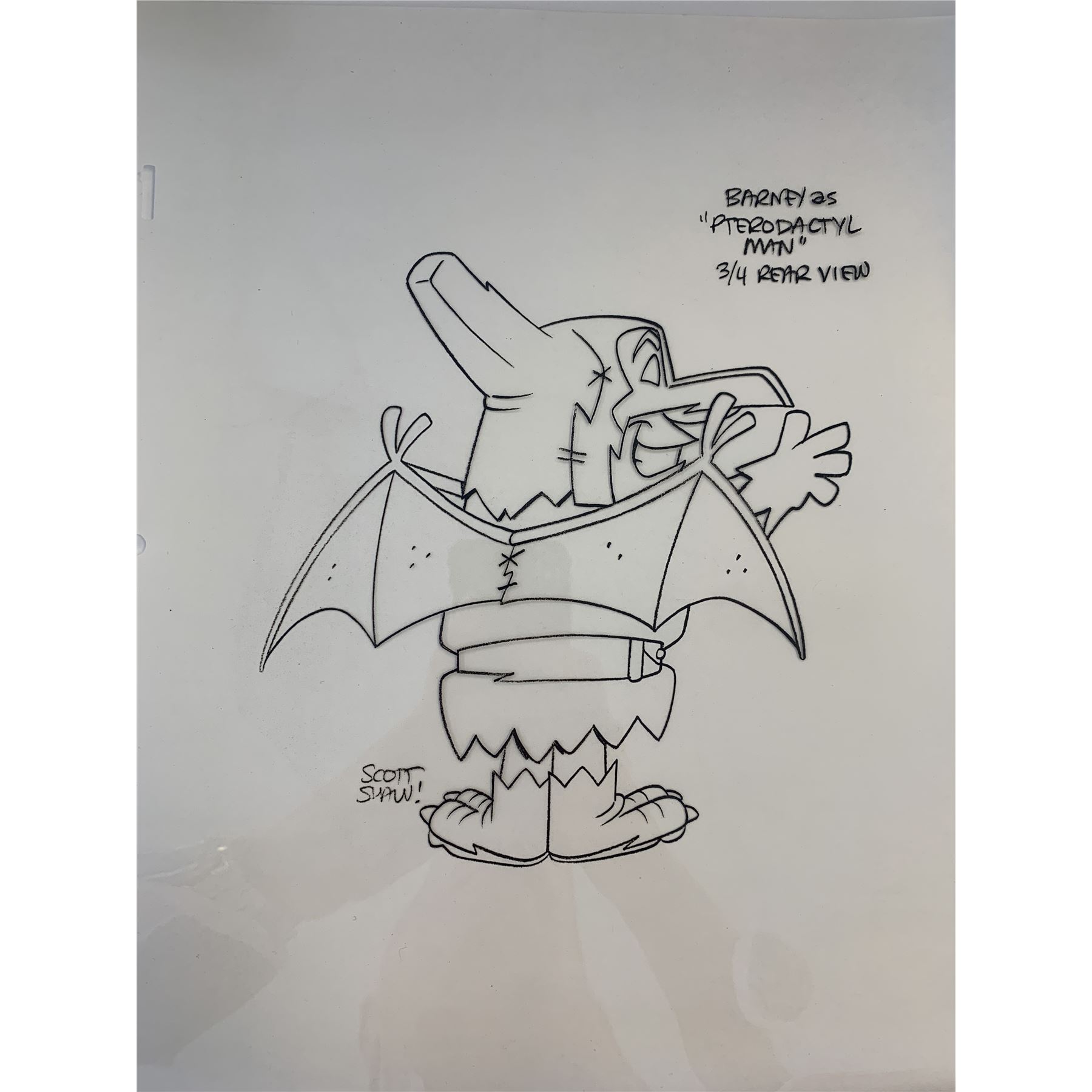 The Flintstones signed original hand drawn Barney Rubble cartoon artwork