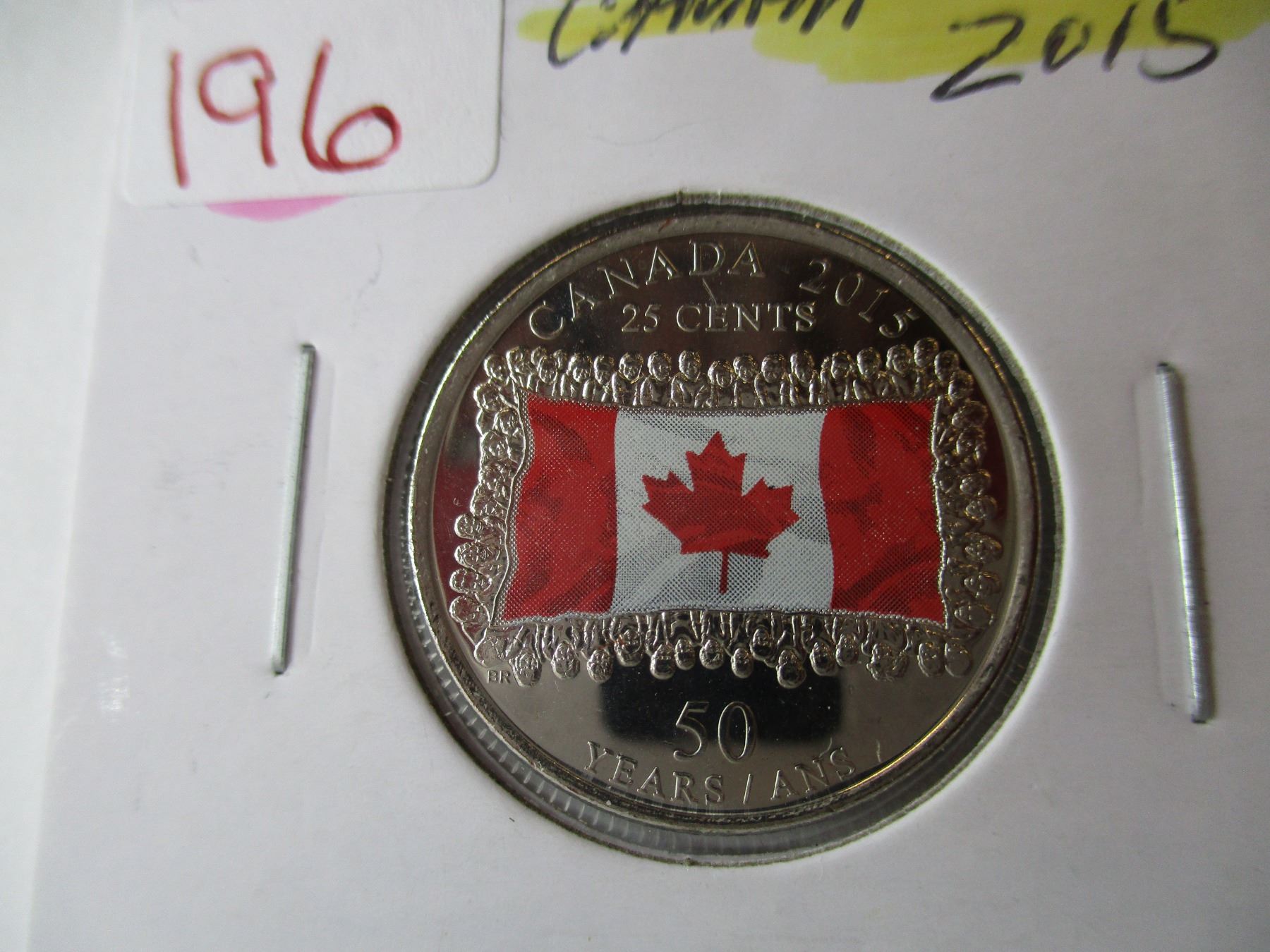 2014 (50 YEAR ANNIVERSARY) PROOF COLORED FLAG CANADA QUARTER