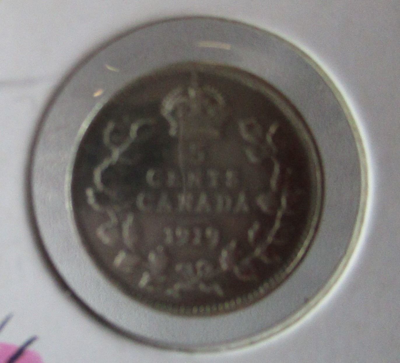 1919 CANADA KING GEORGE V SILVER FIVE CENT