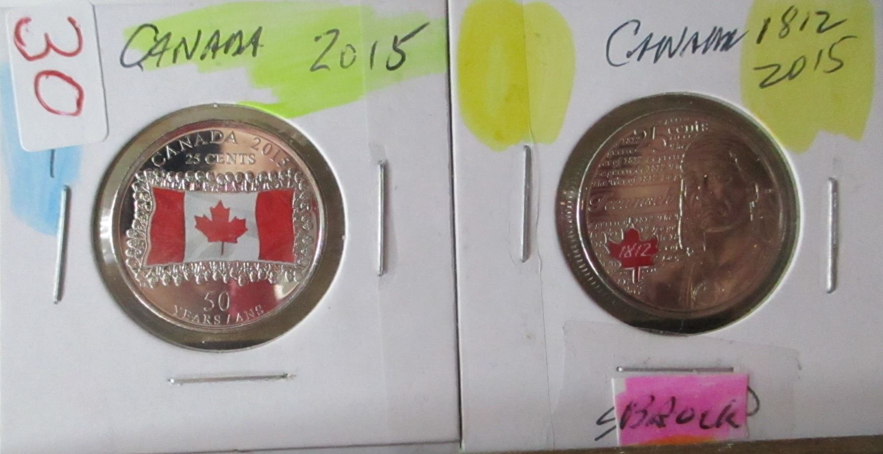 2015 SET OF CANADA COMMEMORATIVE QUARTERS (2)