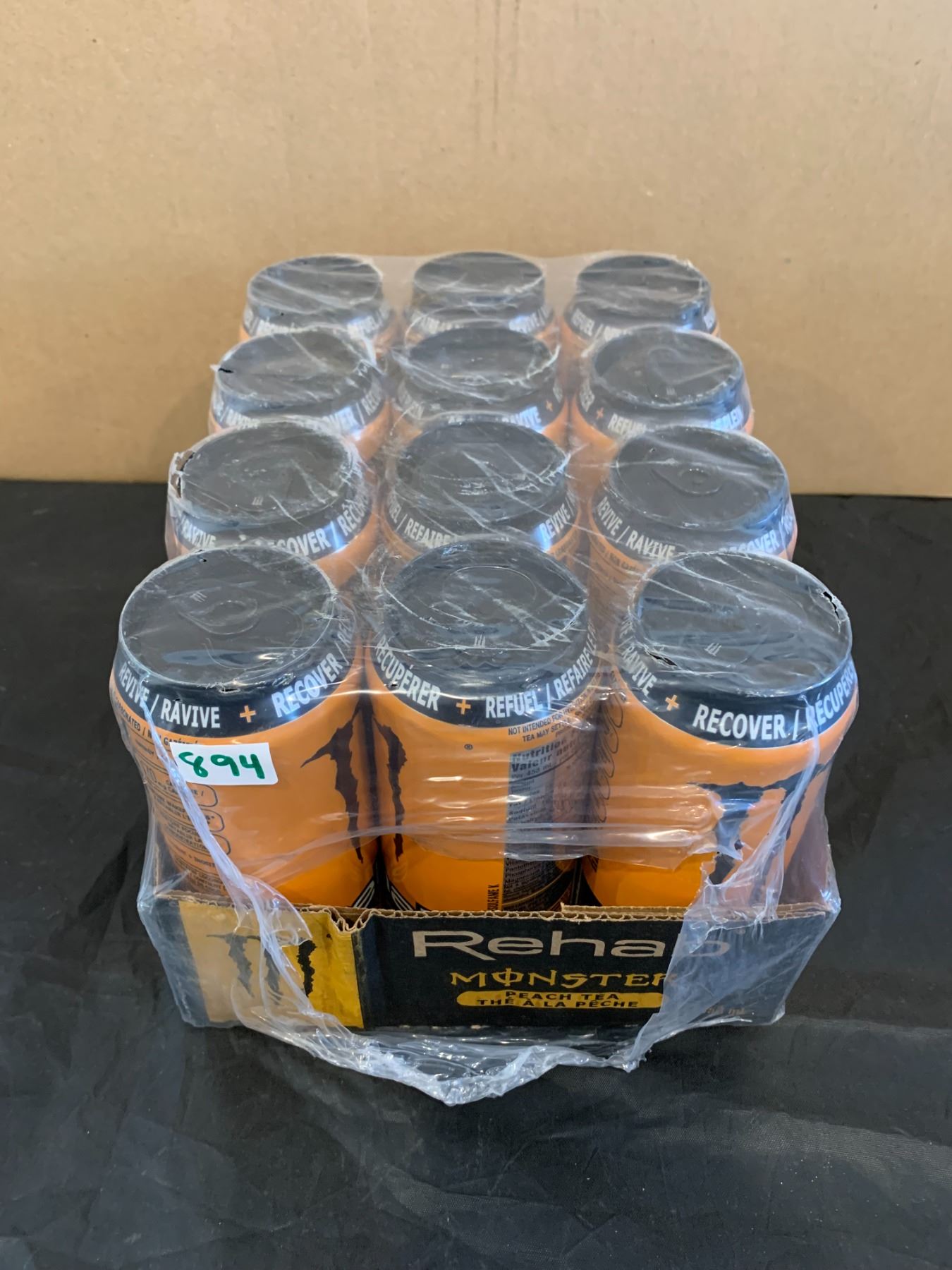 1 x 12 Pack Of Monster REHAB Peach Tea Refuel Energy Drink