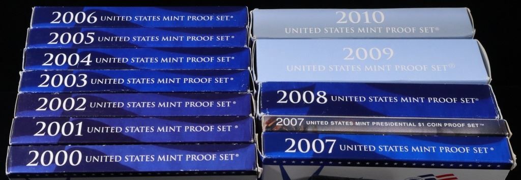 COMPLETE DECADE OF PROOF SETS FROM THE 2000'S