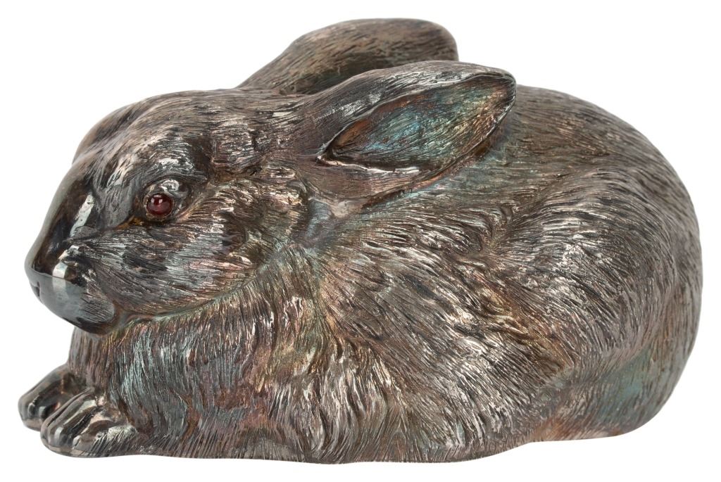 Feodor Ruckert Russian Silver Rabbit Sculpture