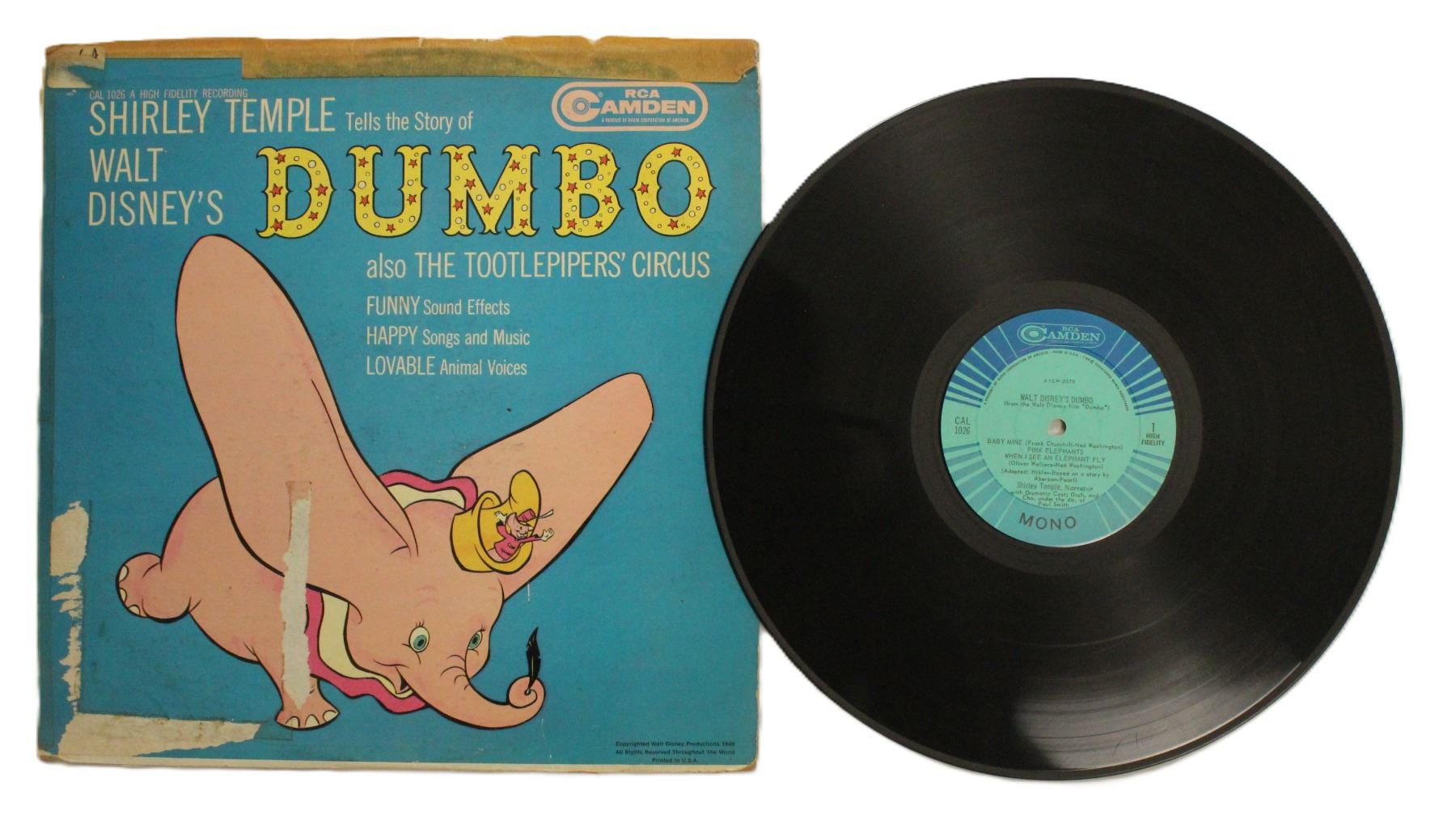 A 1960 RCA Shirley Temple tells the Story of Dumbo Record.