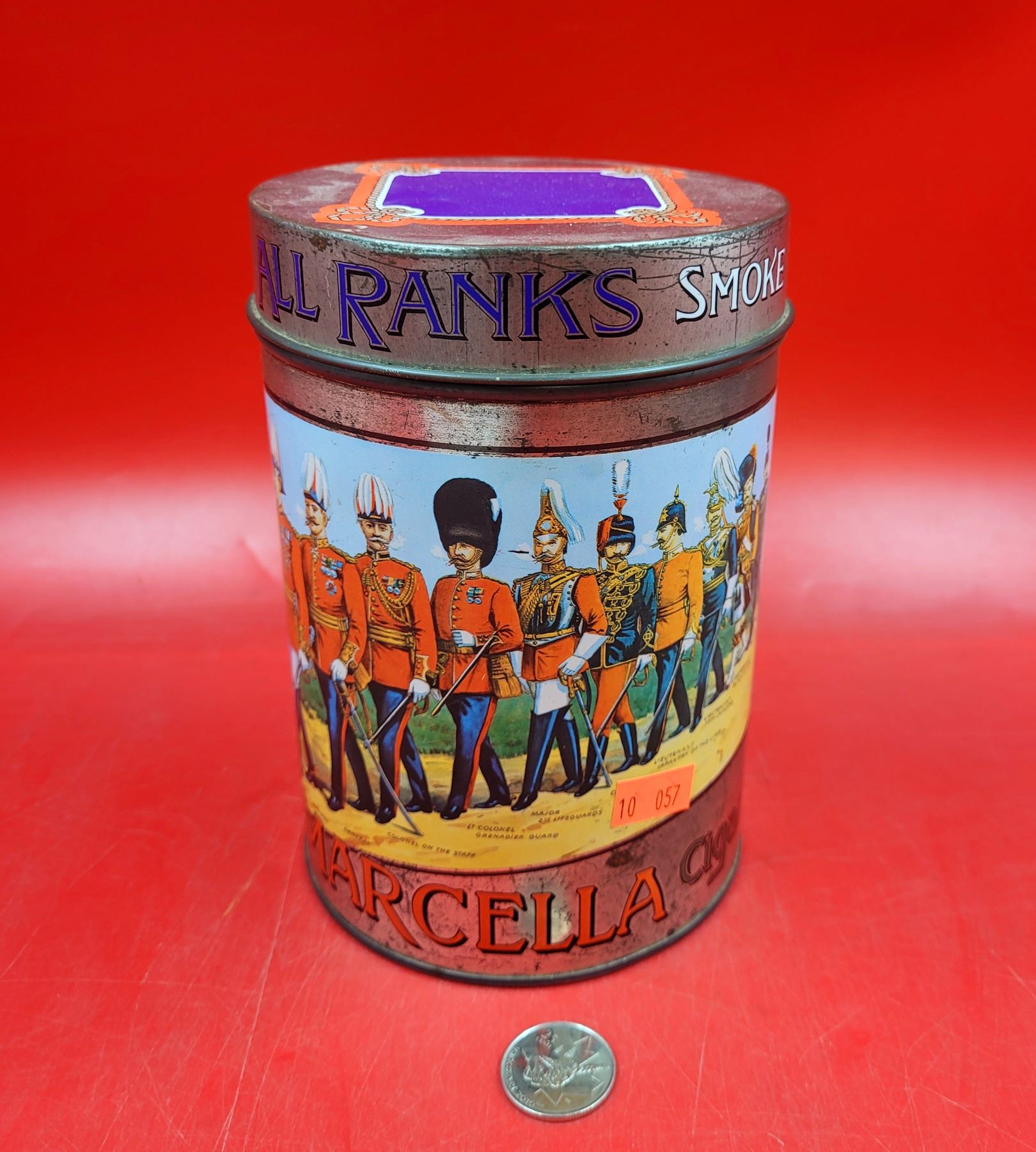 VTG Marcella Cigar Tin Litho Officers of British Army Riflr Brigade