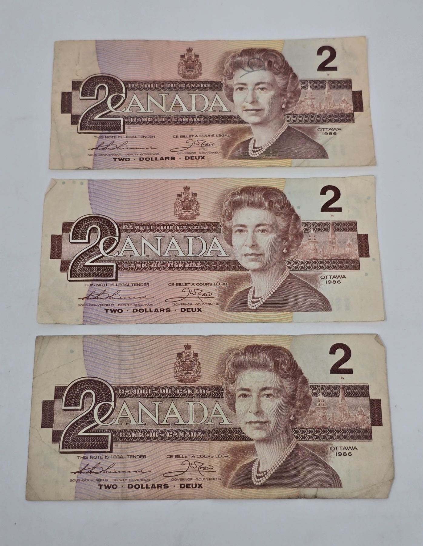 1986 Canadian $2 Banknotes - Queen Elizabeth II
