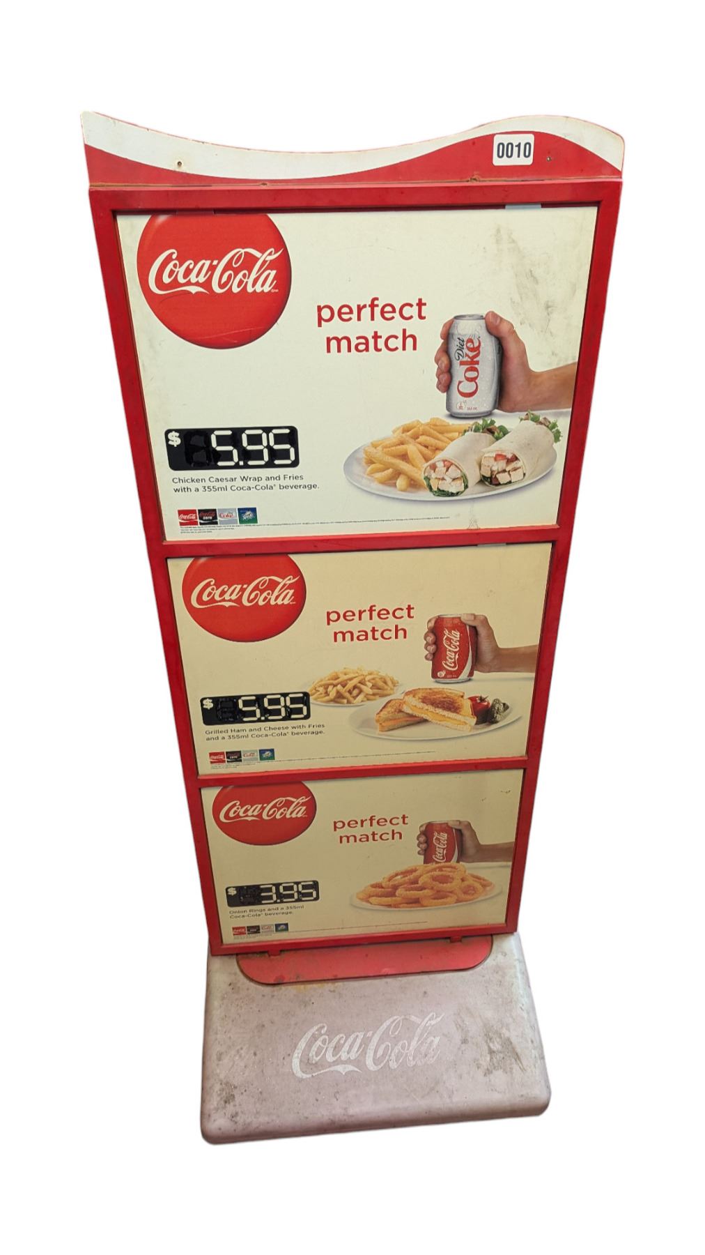 Metal & Plastic Coca-Cola rolling advertisement stand approx. 52 ...