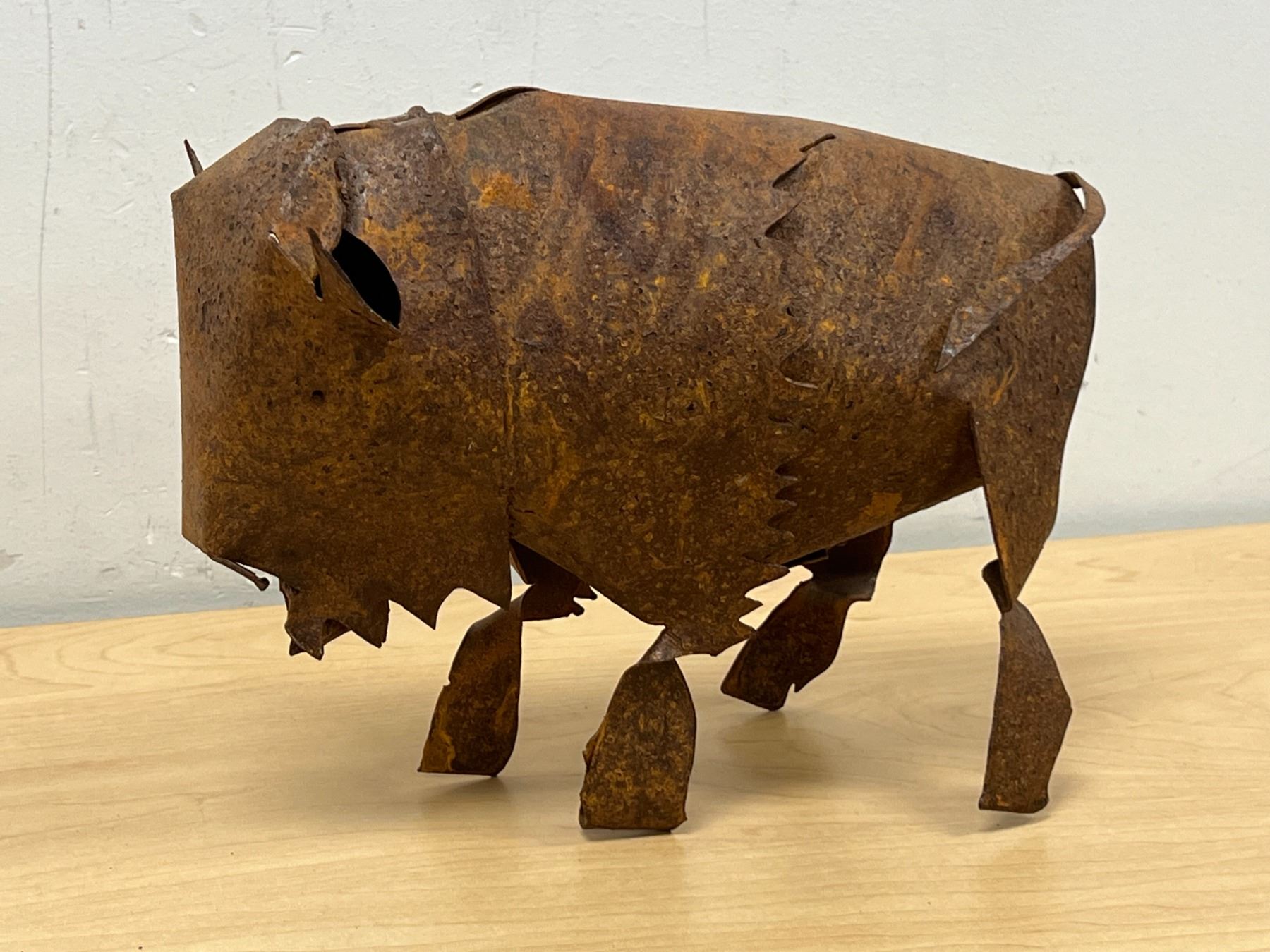 Unusual Rustic Metal Bison Décor Piece - Approx: 9"W 7"T