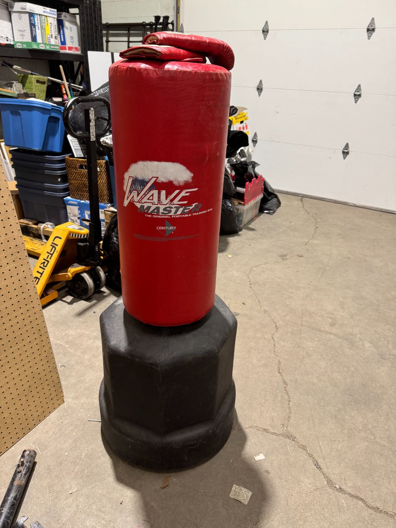 Punching stand with glove