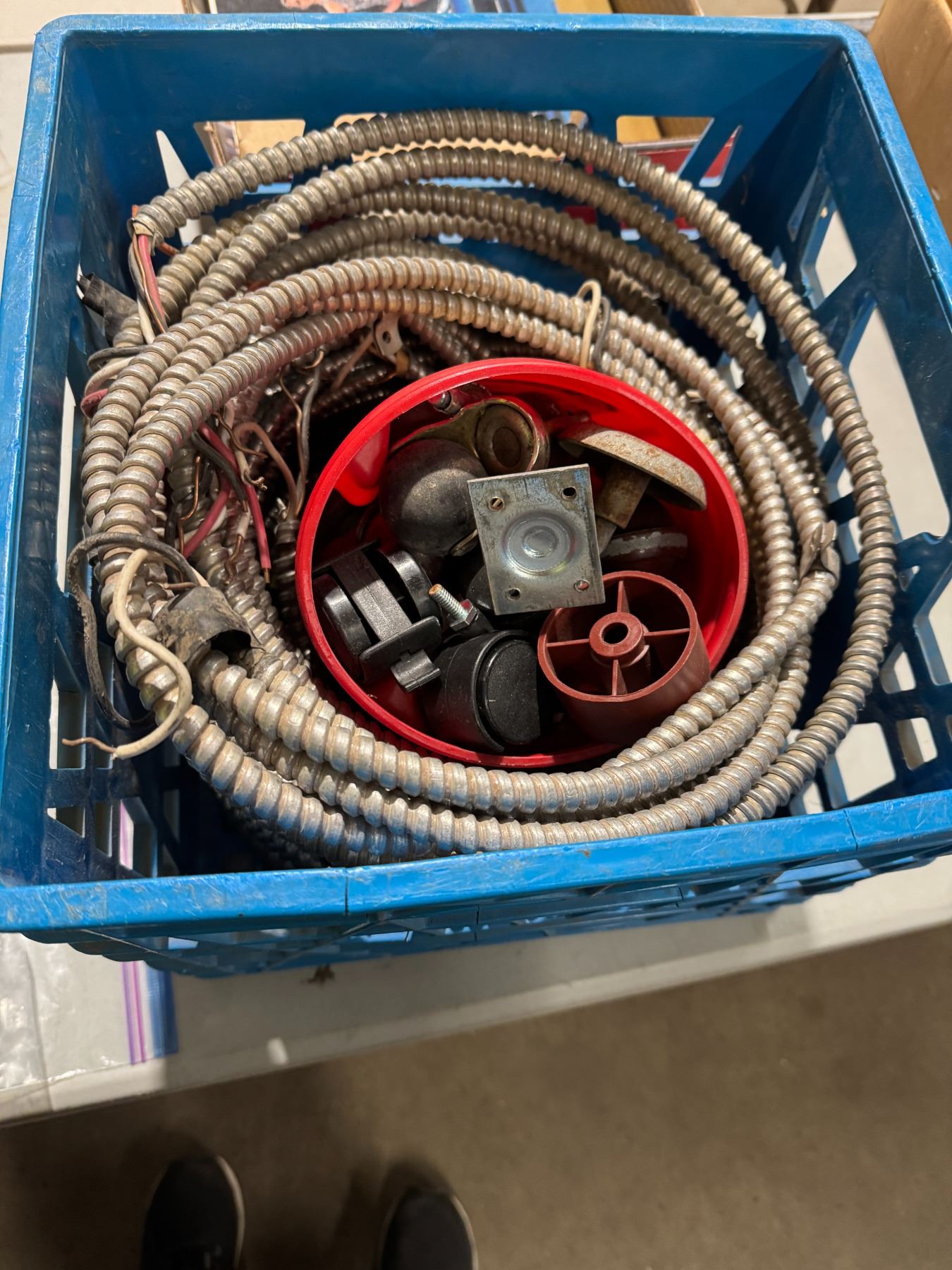 Assorted wires in crate