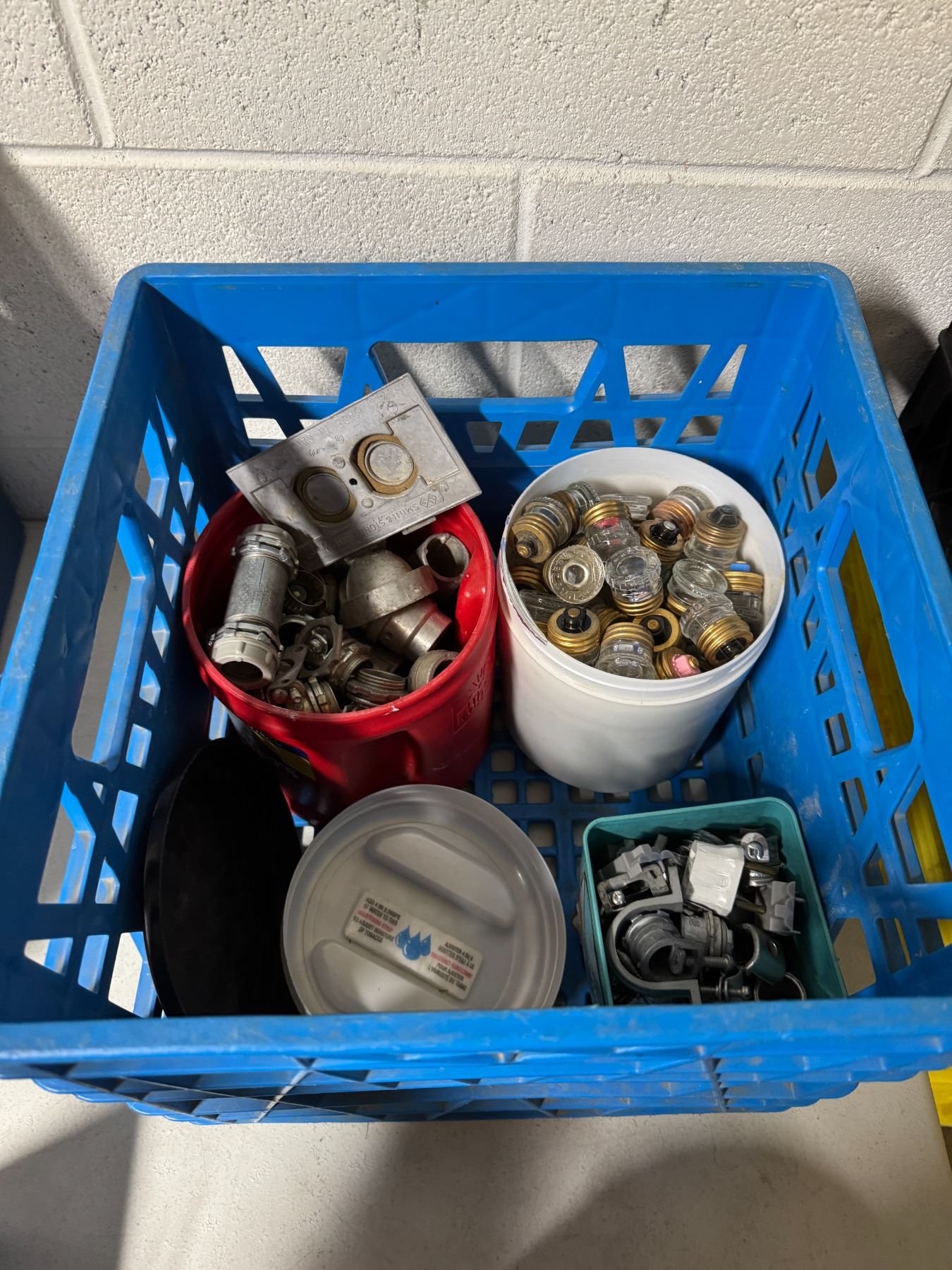 Crate with electrical and fuse items