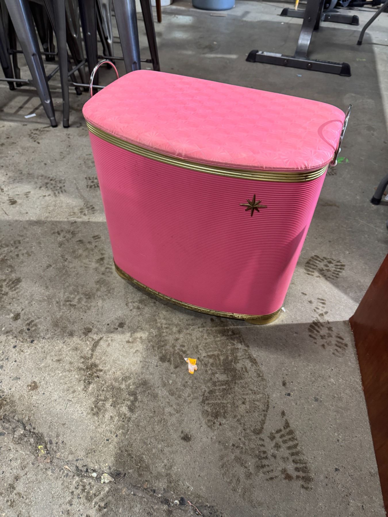 Vintage pink laundry basket
