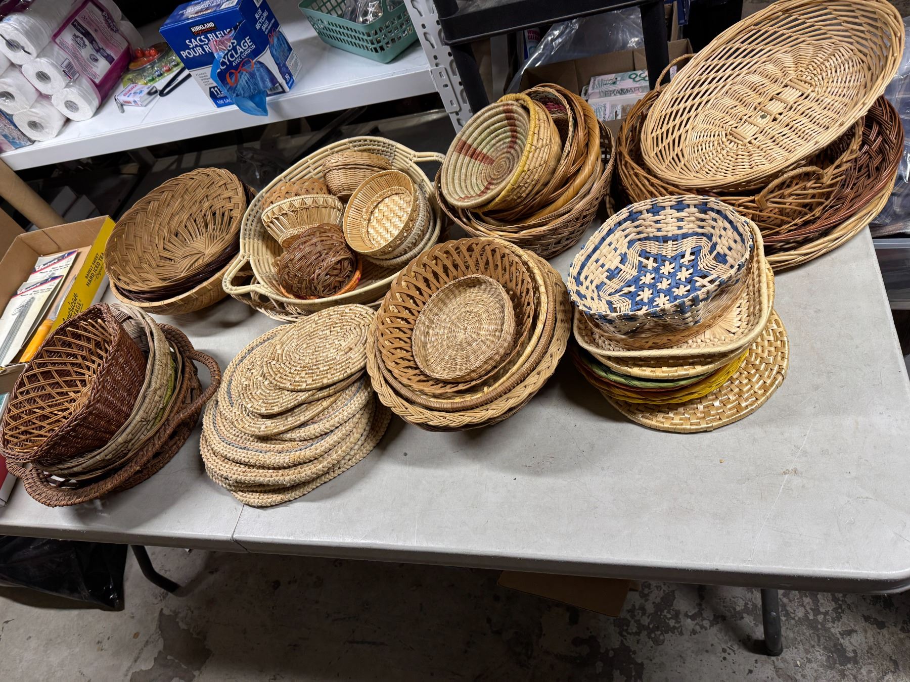 Assorted baskets and trivets, etc.