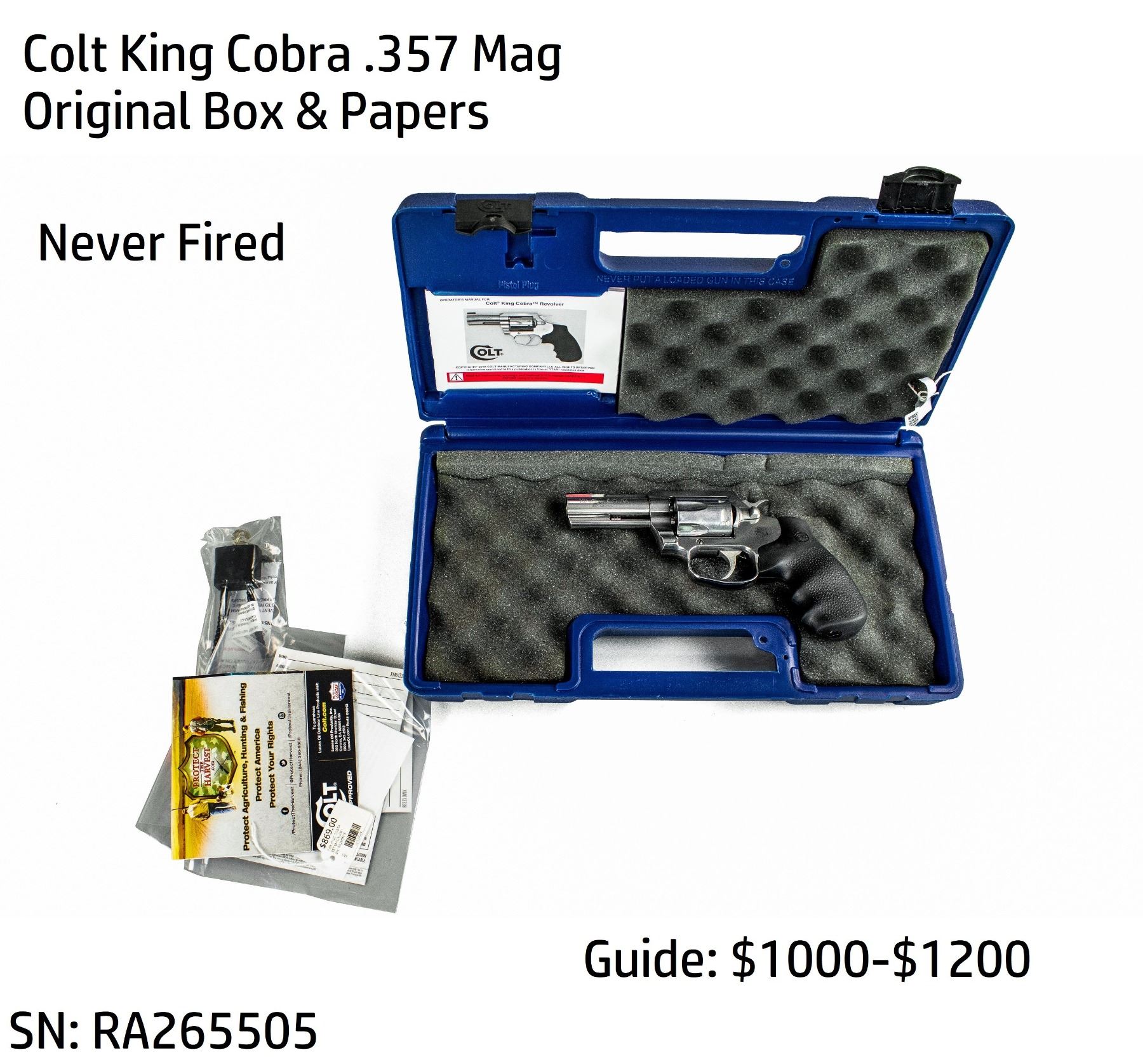 Colt King Cobra .357 Mag Original Box & Papers