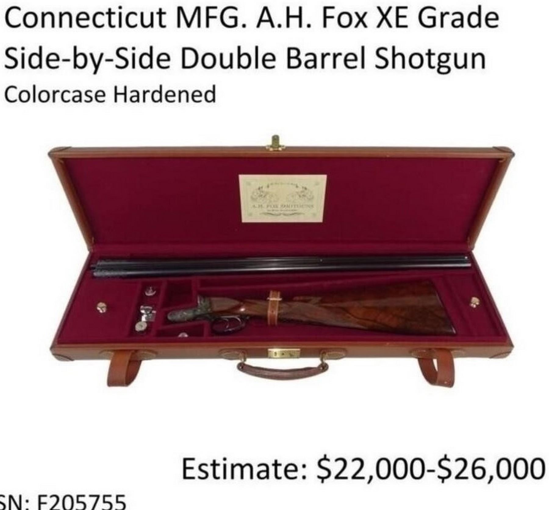 Connecticut MFG. A.H. Fox XE Grade Side-by-Side Double Barrel 16 GA Shotgun