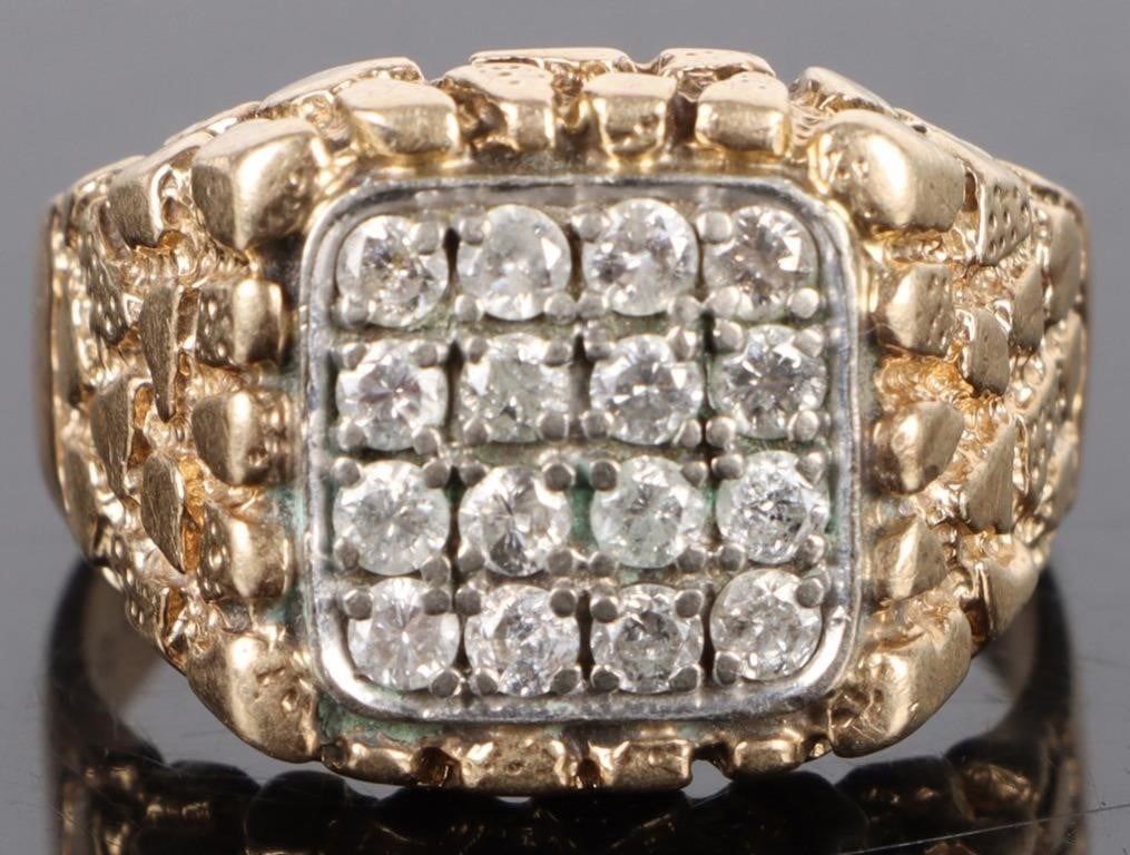 10K GOLD MEN'S RING WITH 16 DIAMONDS 0.64CTW