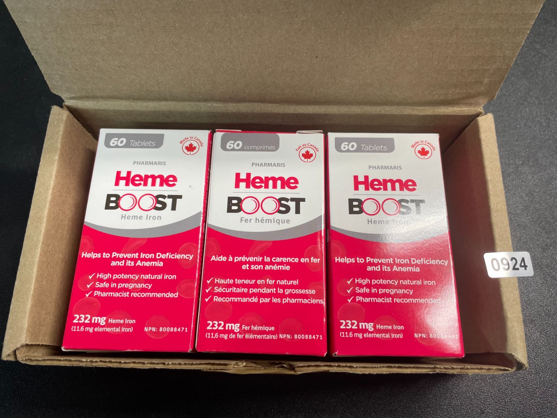 3 Boxes of Heme Boost Iron Tablets for Iron Deficiency/Anemia - 60 ...