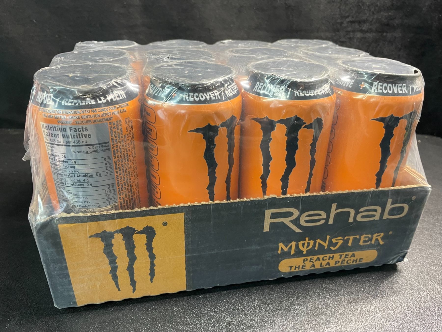 1 Case of Monster Energy Rehab Peach Tea Energy Drinks - 12 x 458ml ...