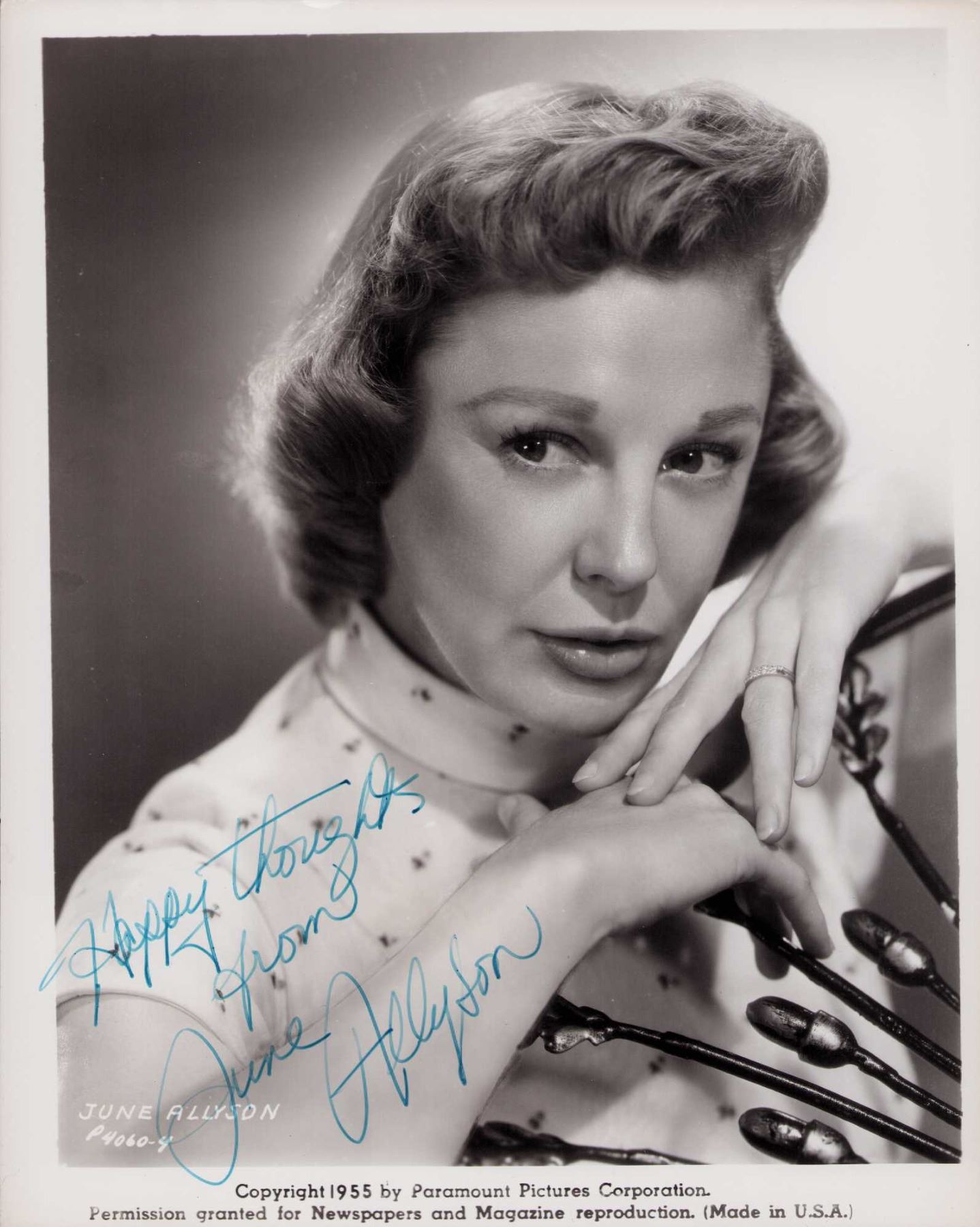 June Allyson signed photo vintage
