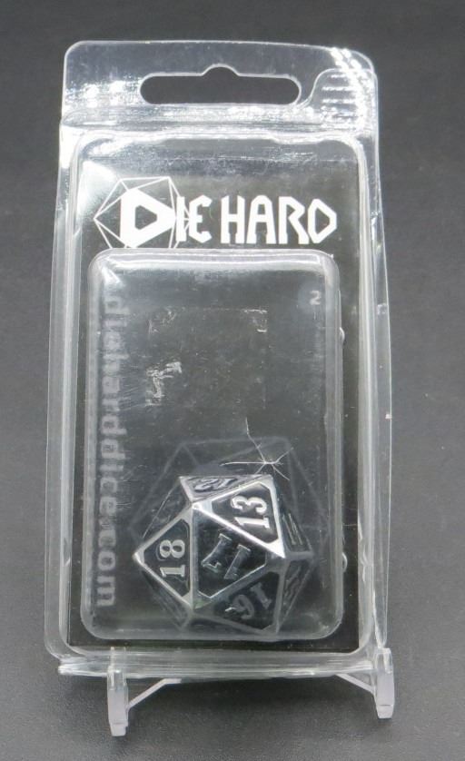 New Die Hard Metal MTG Roll Down Counter Shiny Silver w/Black D20