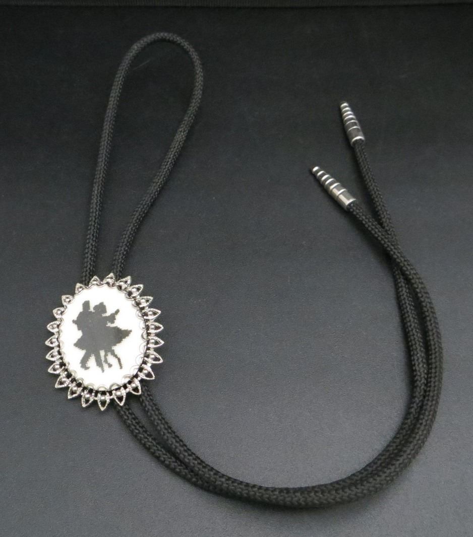 Cowgirl Silver & Black Bolo Tie 17" long -- western wear