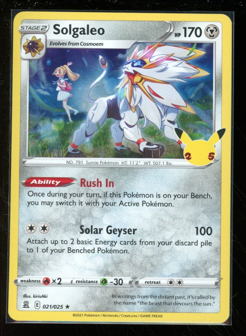 Pokemon Solgaleo - 21/25 - Rare Holo Celebrations