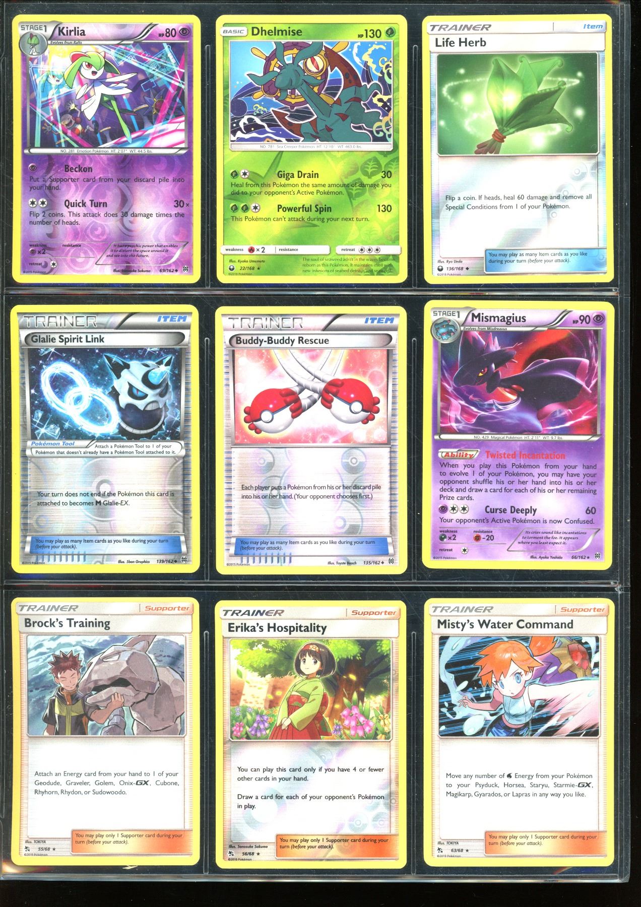 Lot Of 9 Various Foil Pokemon Cards
