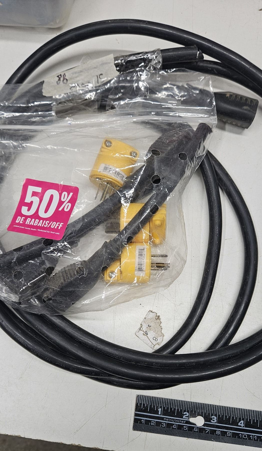 15' 12/3 wire with female end and 3 male ends and 3 female ends ...