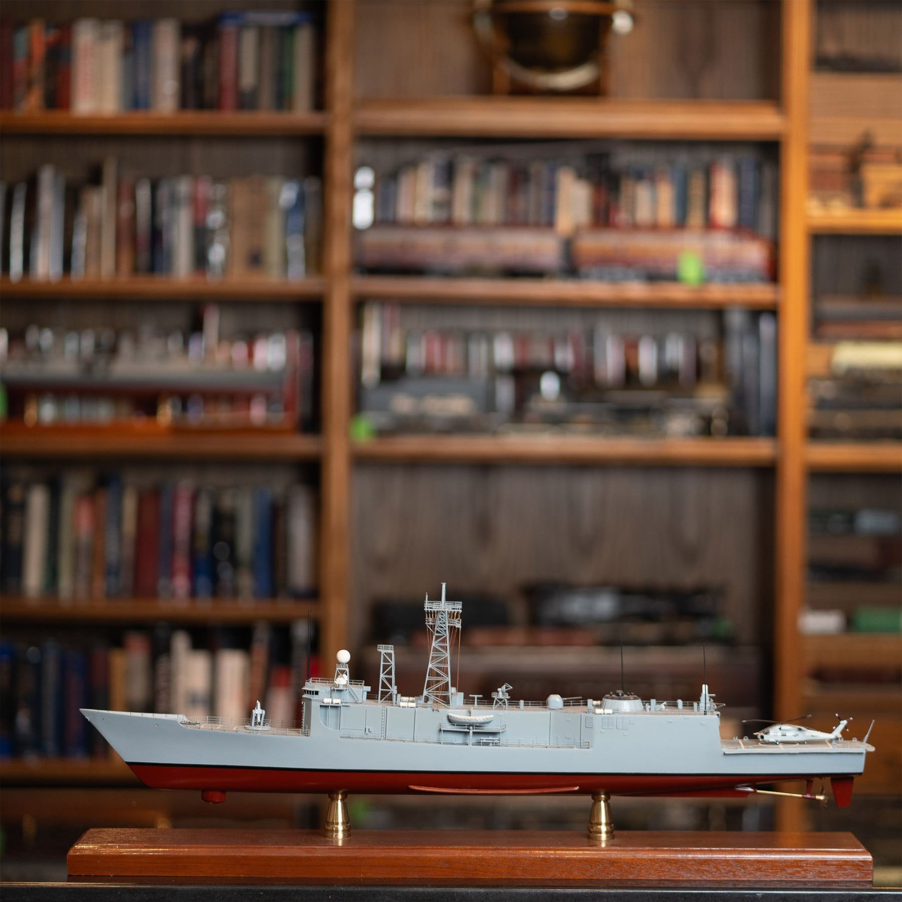 Handcrafted Scale Model of Modern-Day Frigate Naval Ship