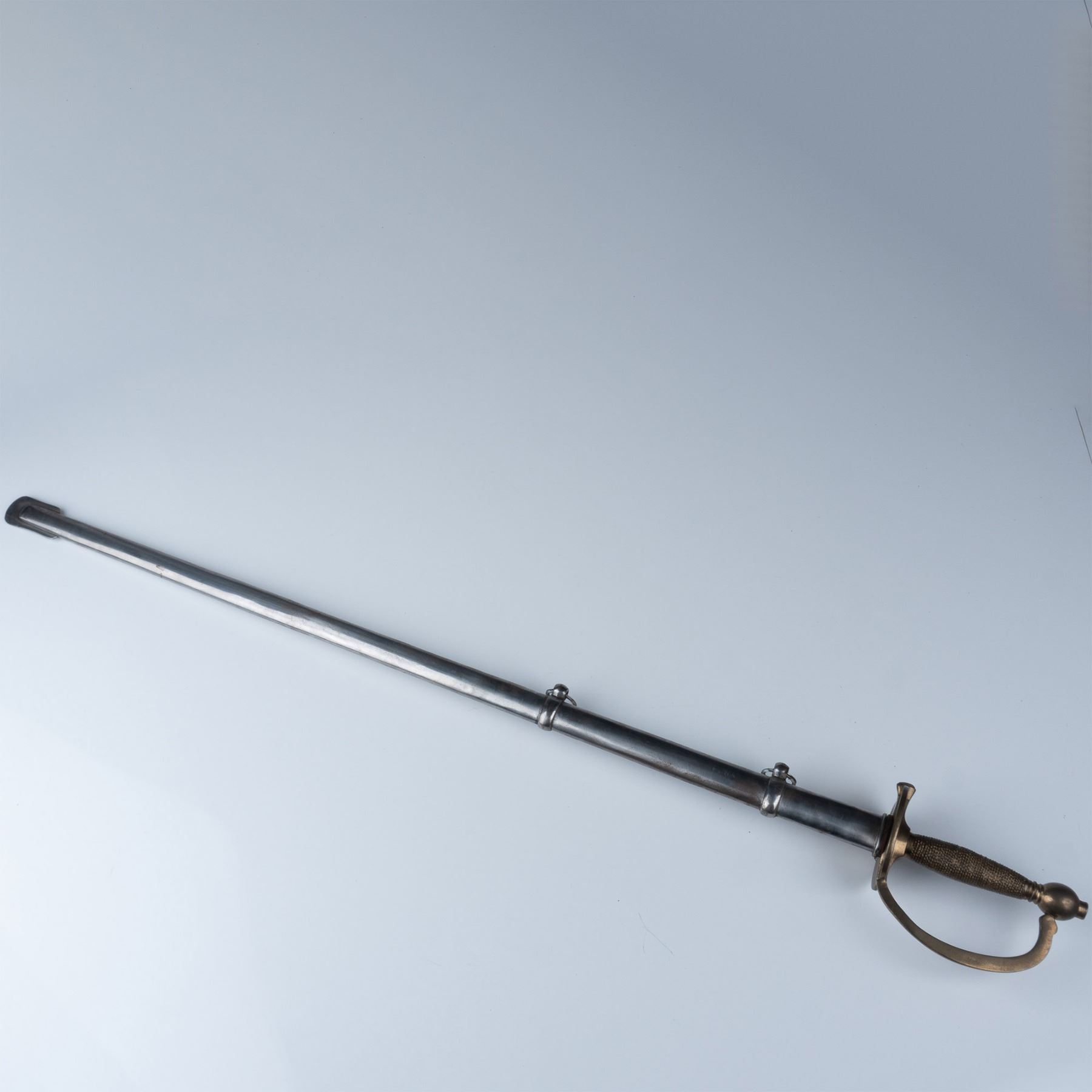 Antique Indian Military Sword with Brass Hilt and Steel Scab