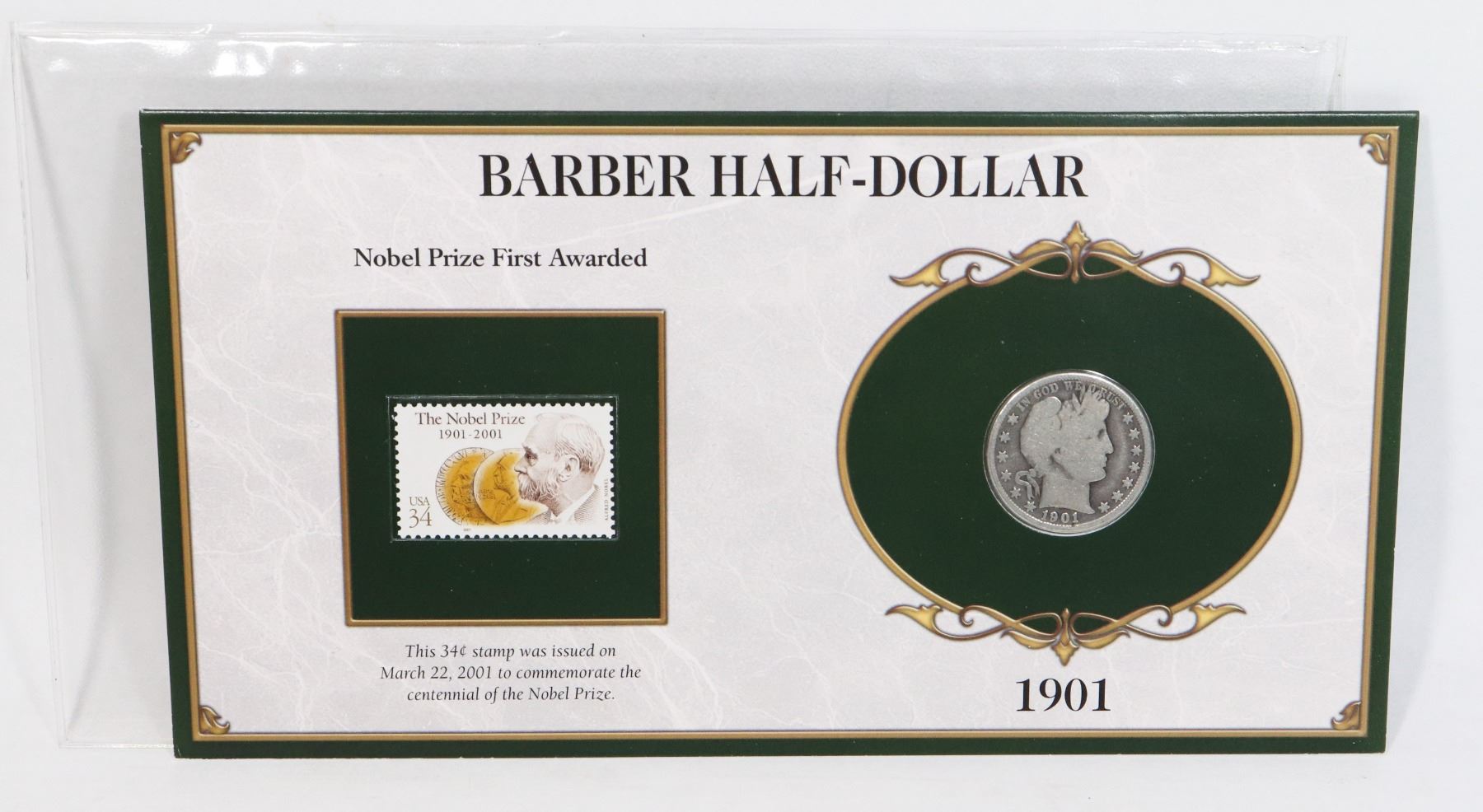 1901 BARBER HALF DOLLAR SILVER COIN 90% SILVER