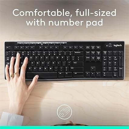 Logitech K270 Wireless Keyboard For Windows 2.4 Ghz Wireless Full-Size ...