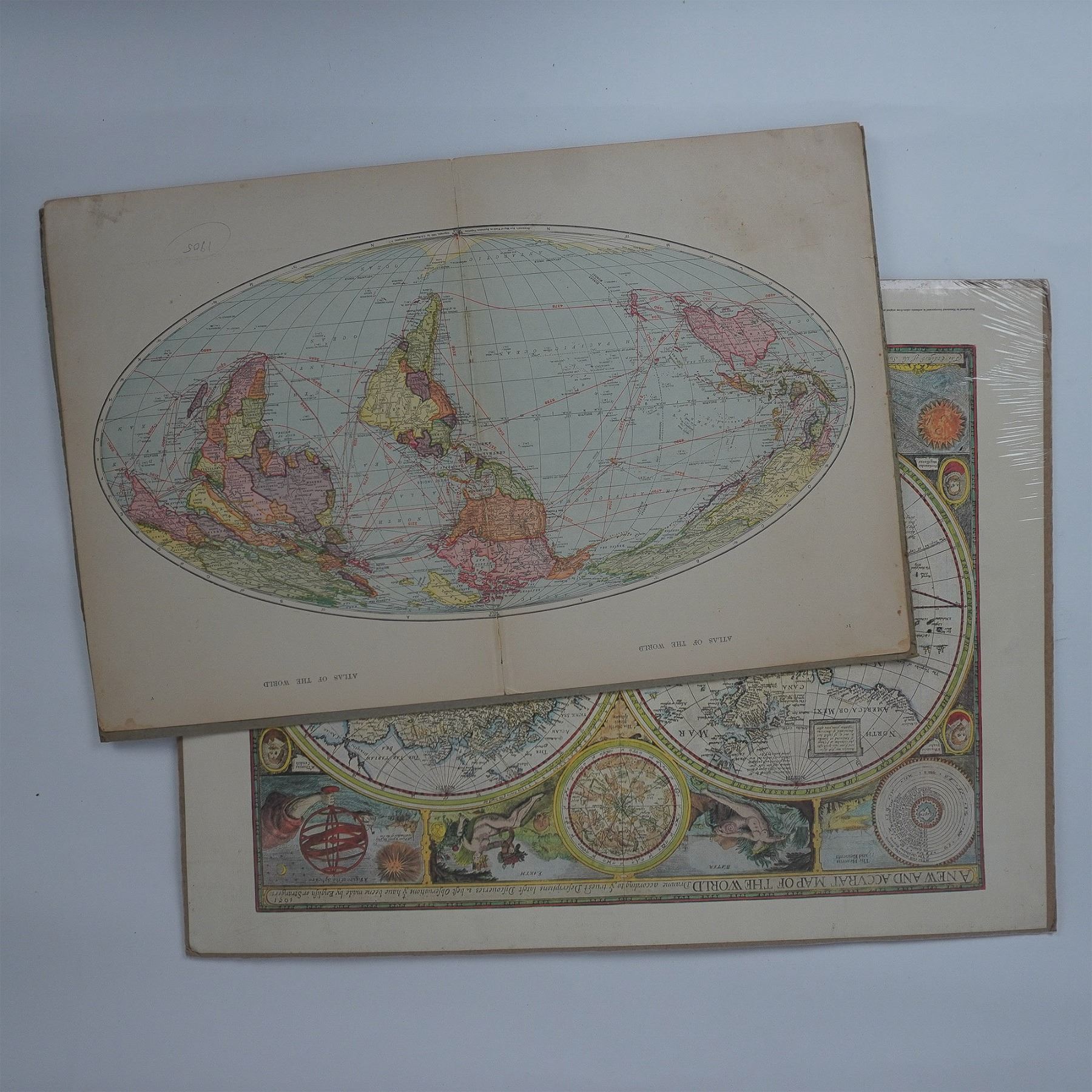 Set of 2 Historical Early 20th Century World Maps