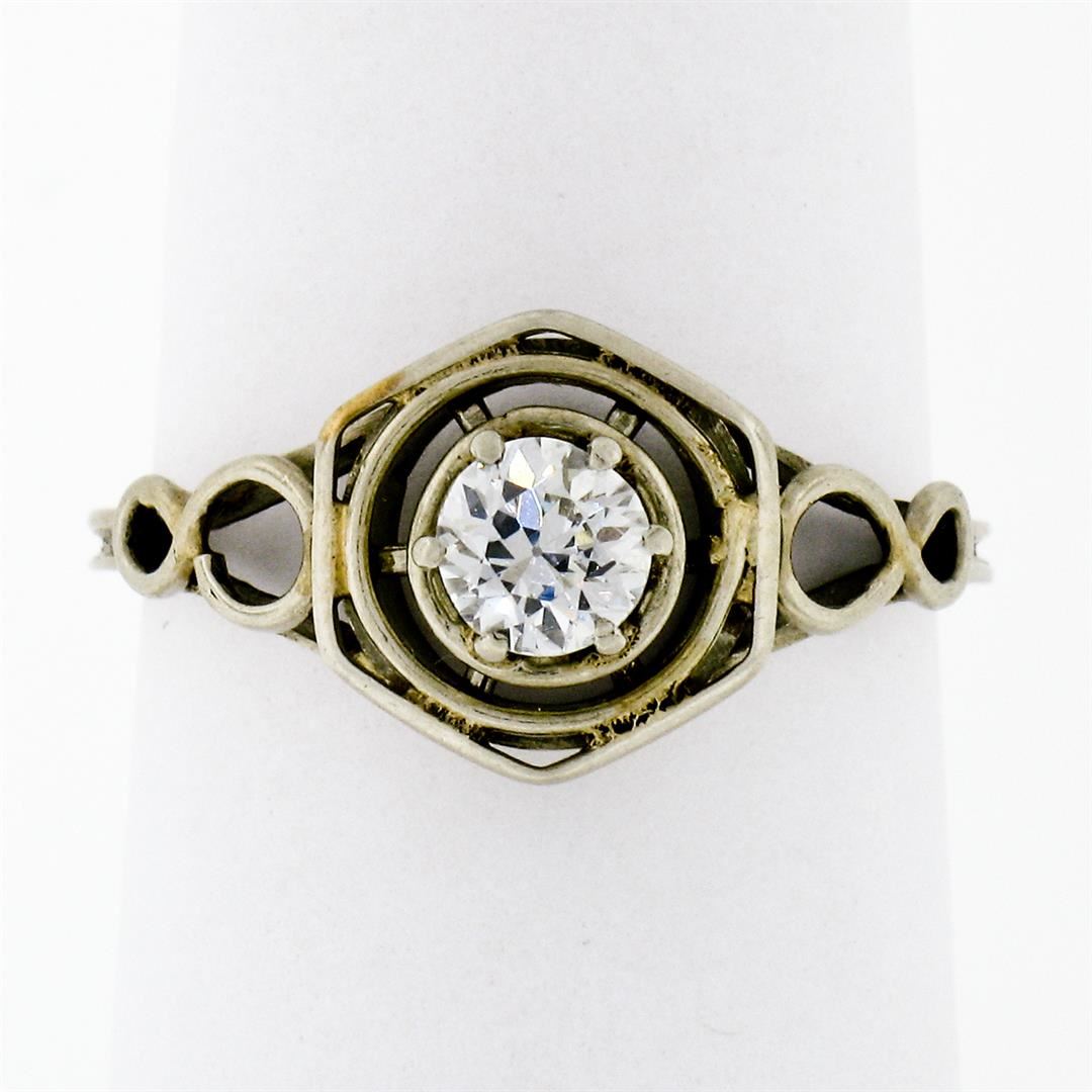 Antique Art Deco 14k White Gold.35 ctw European Diamond Solitaire ...