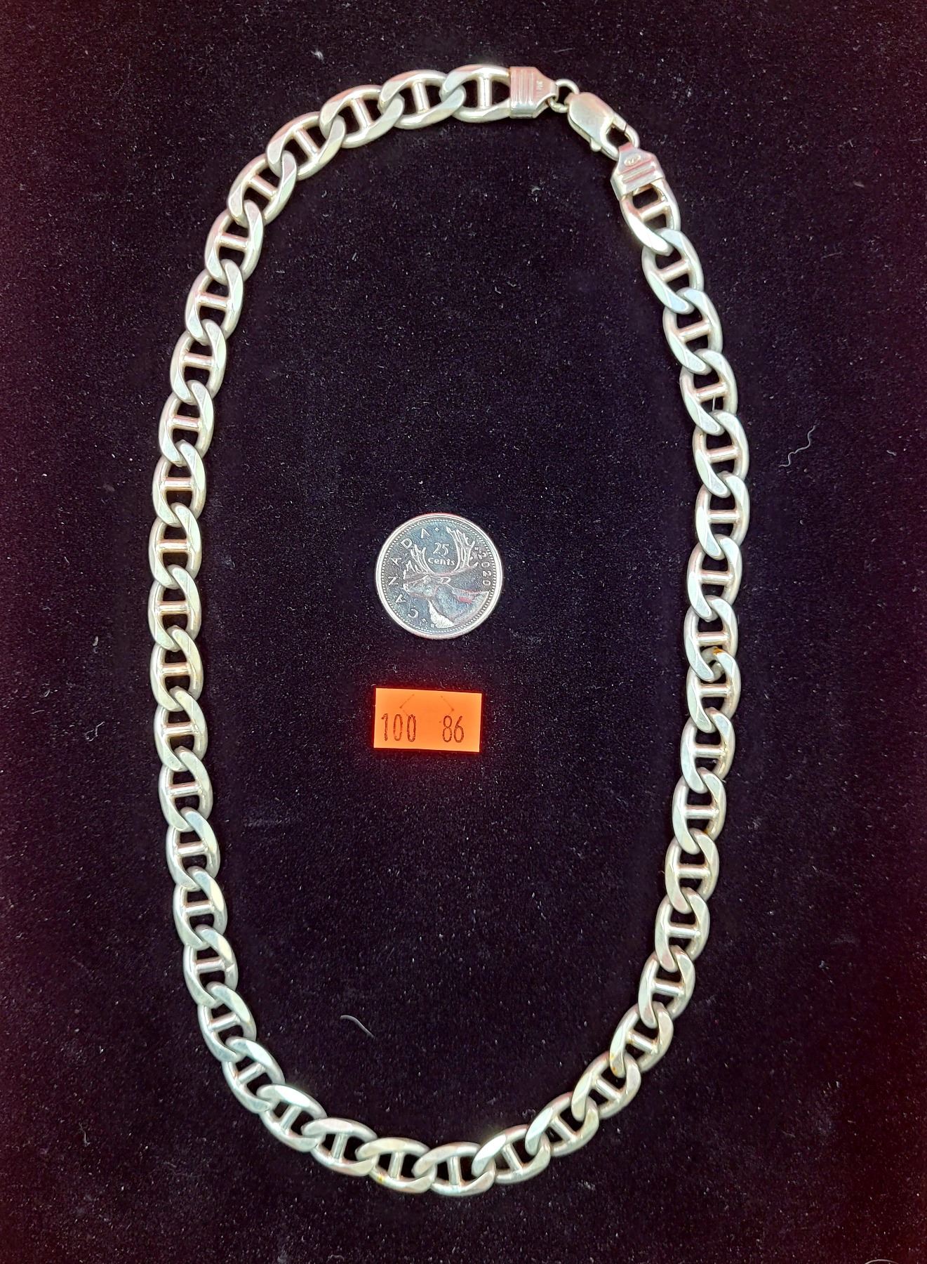 Heavy Sterling Silver Anchor Chain Necklace