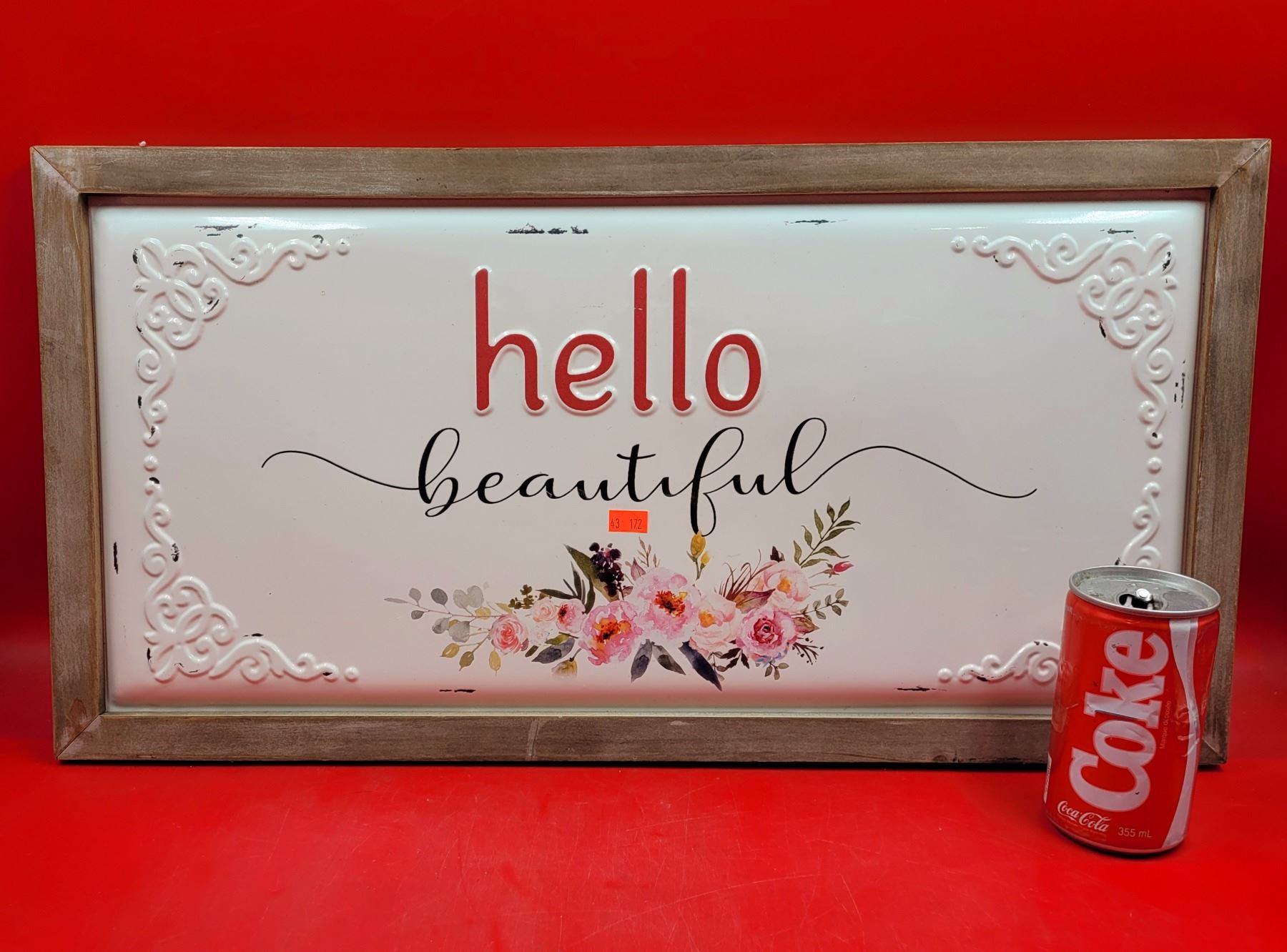 Hello Beautiful Metal & Wood Sign