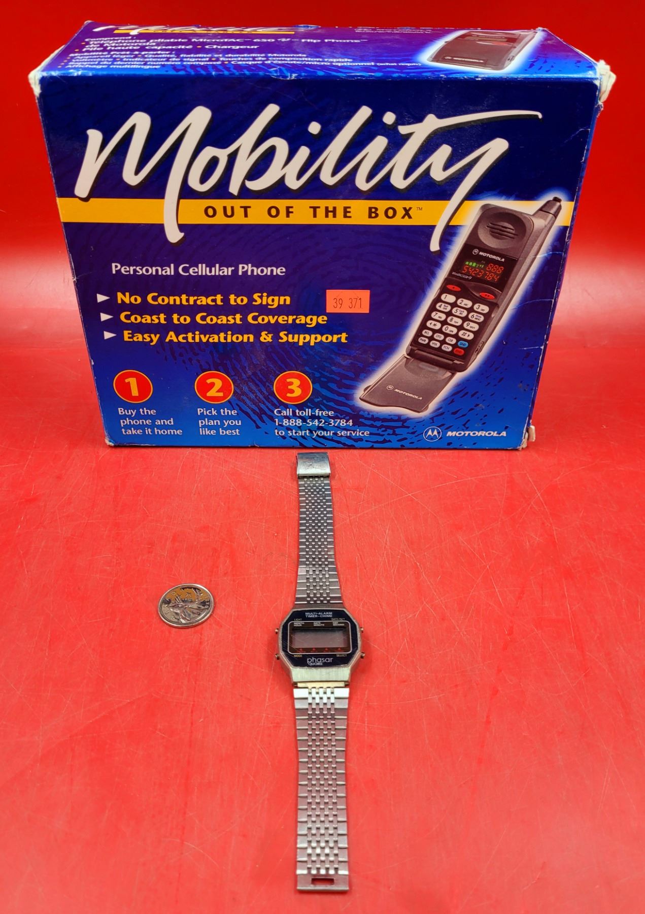 VTG Phasar Digital Alarm Chronograph Watch & Motorola Personal Cellular ...