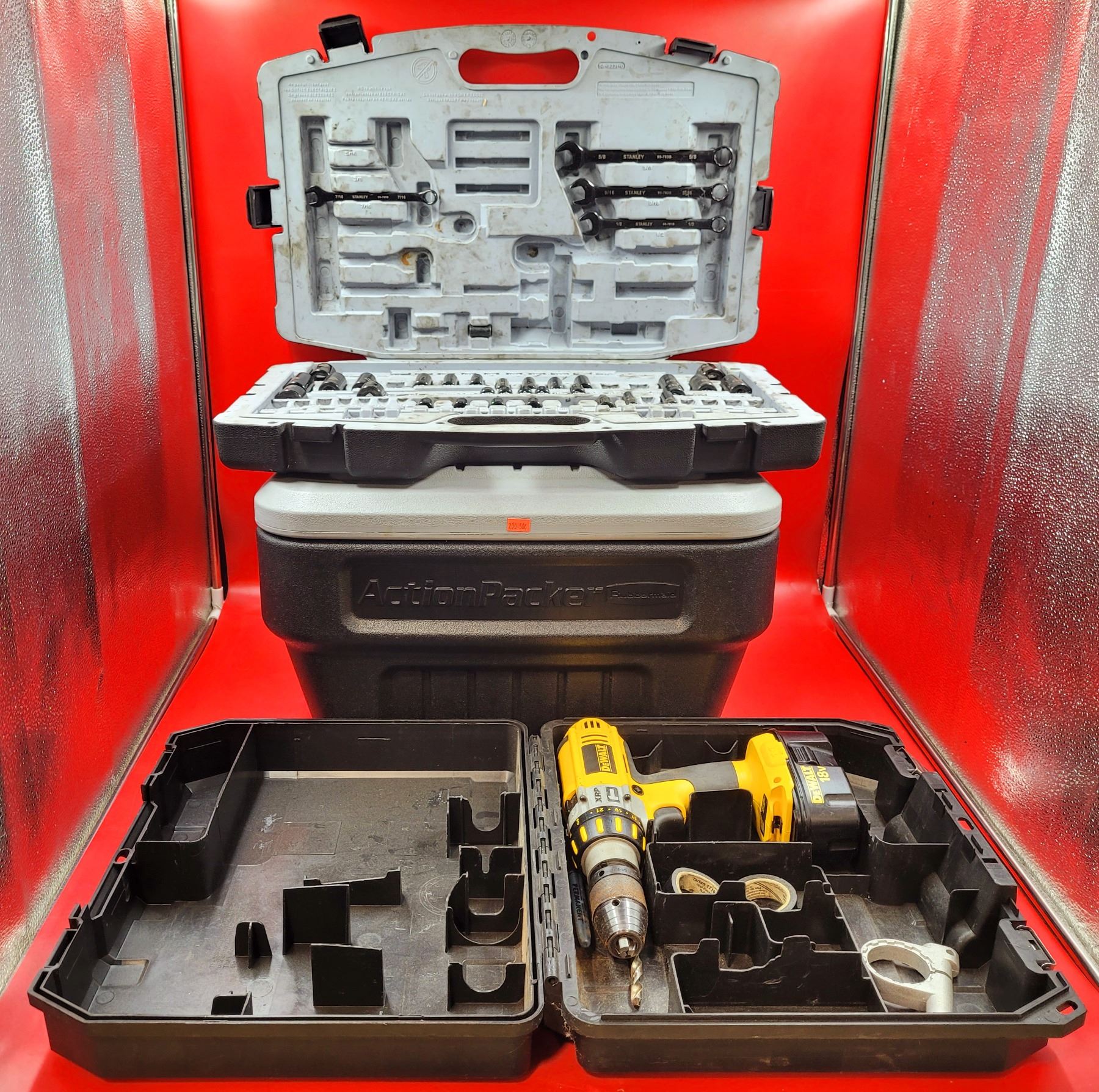 Rubbermaid Action Packer, Drill Set & Wrench/Socket Set