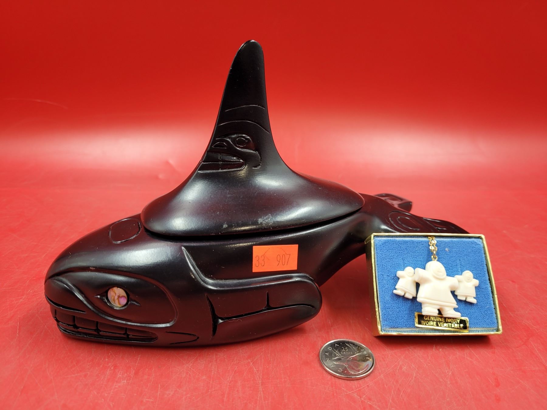 First Nations Killer Whale Box Pearlite Abalone Faux Arbillite & Inuit ...
