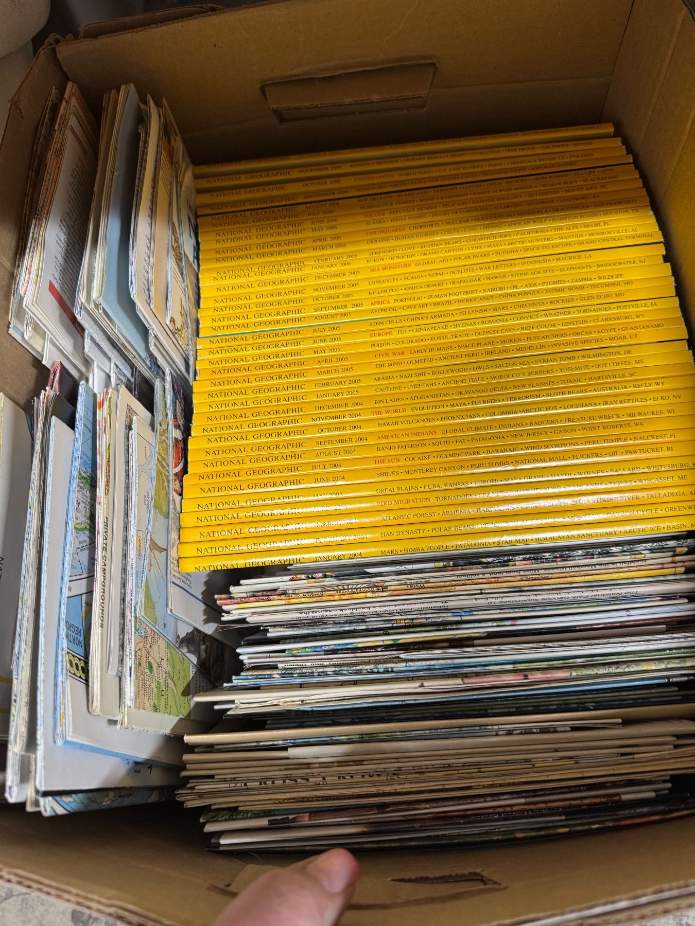 Maps and National Geographic magazine