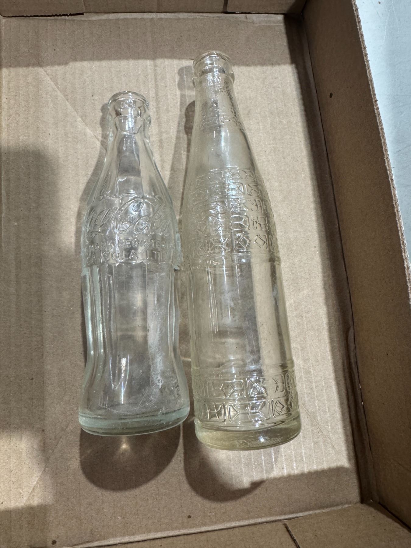 Vintage glass pop bottles