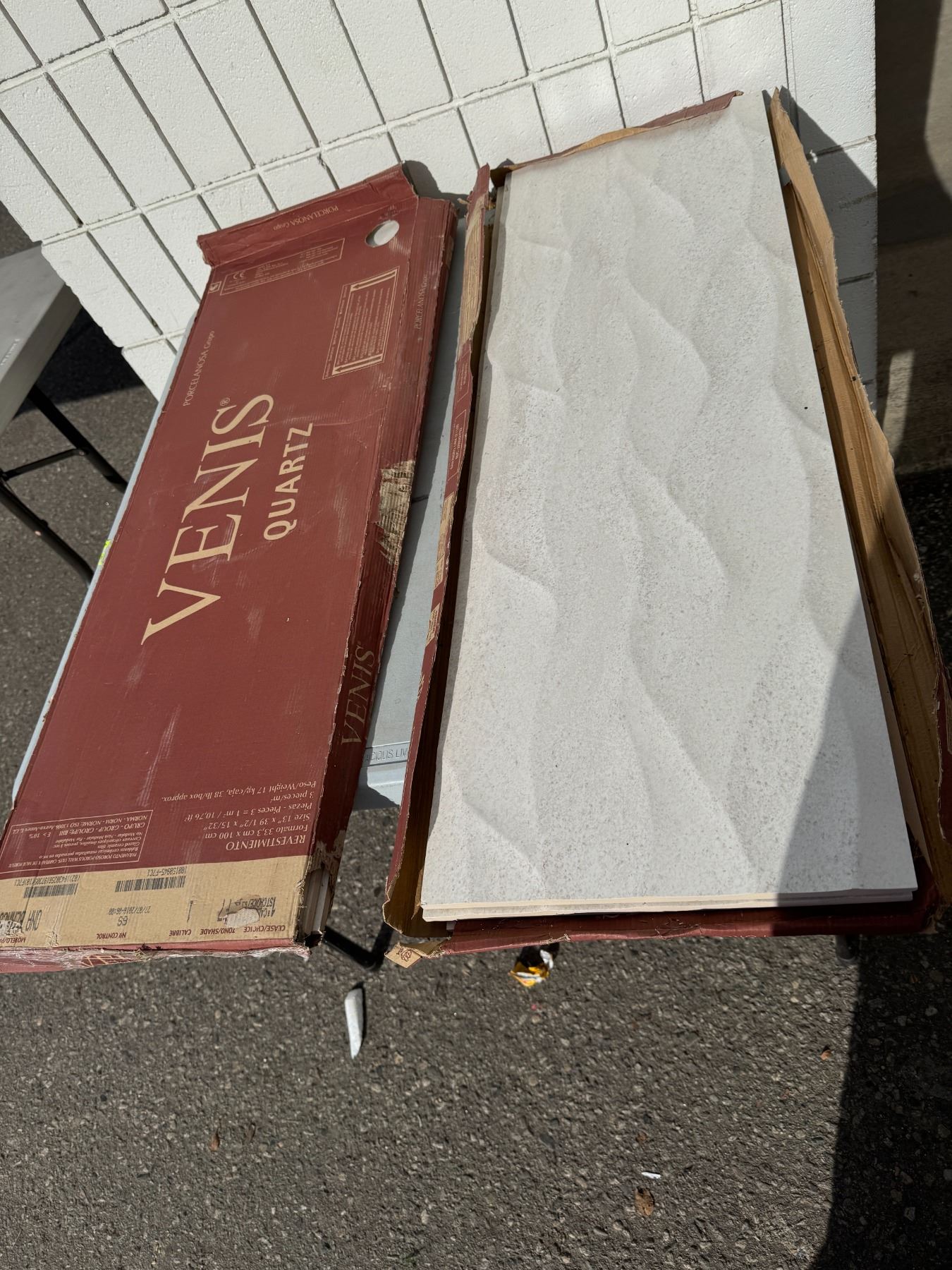 6 tiles 13" x 39 1/2" x 15/32 inch