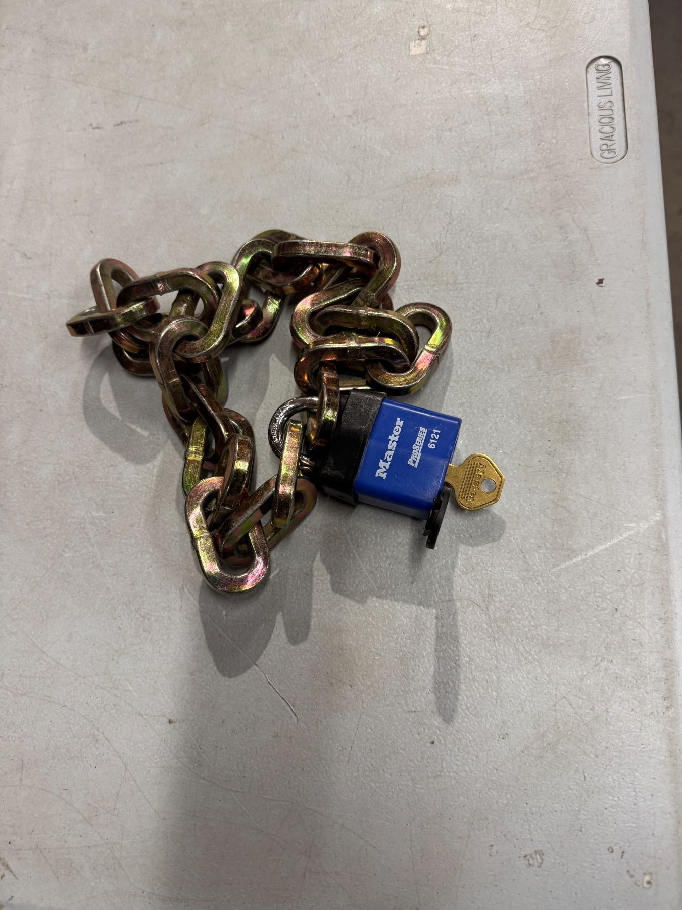 Chain and lock and key