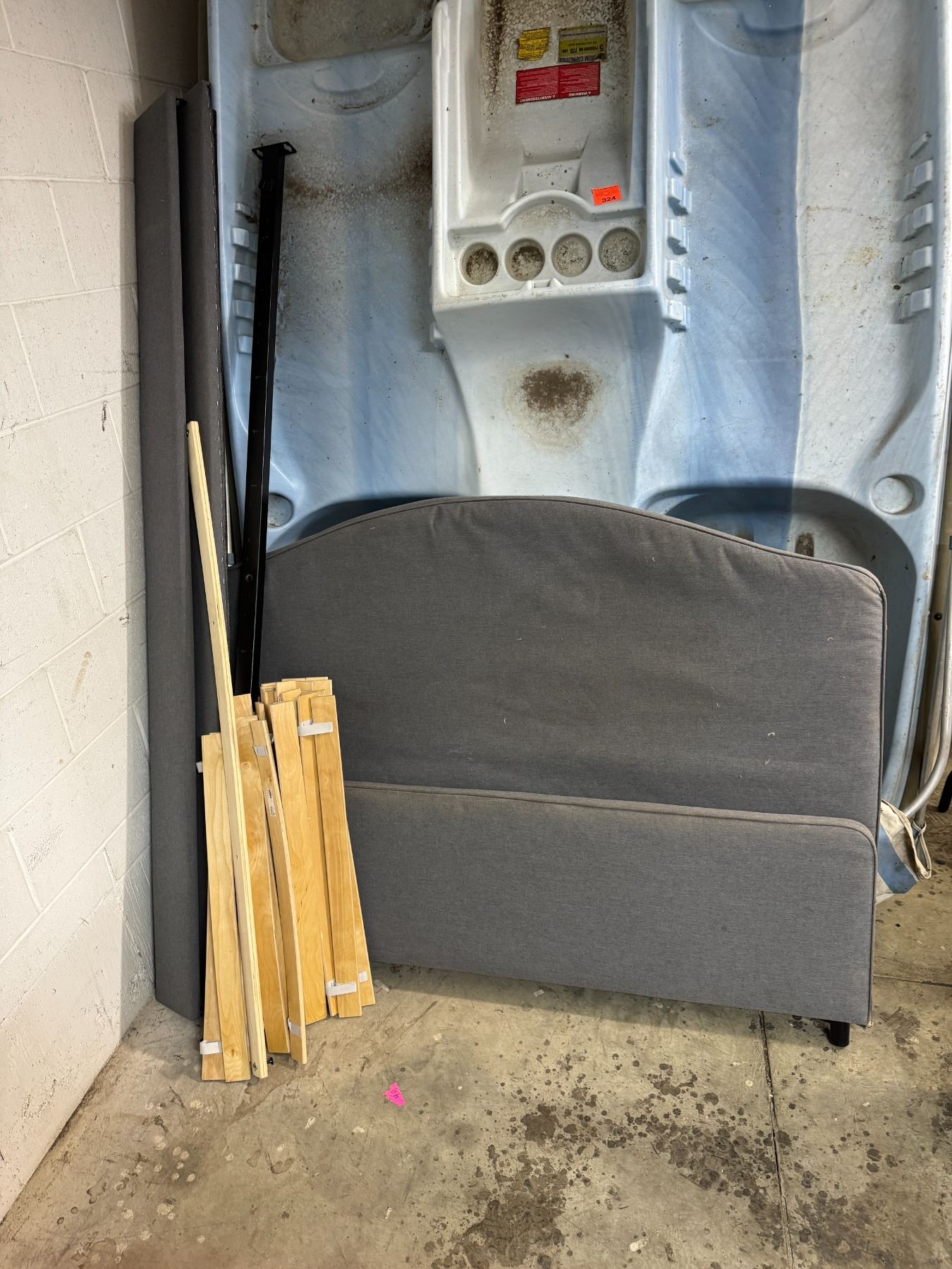 Double headboard, footboard, and rails with slats