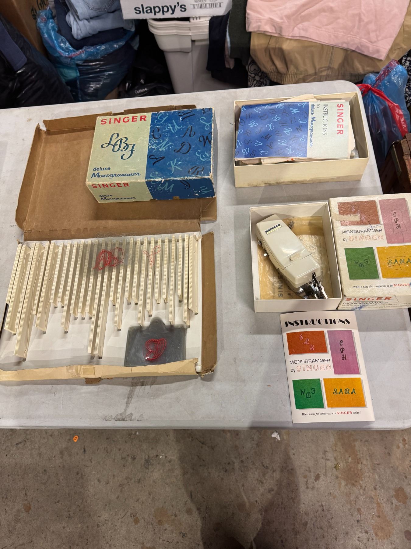 Singer, monogram and other items