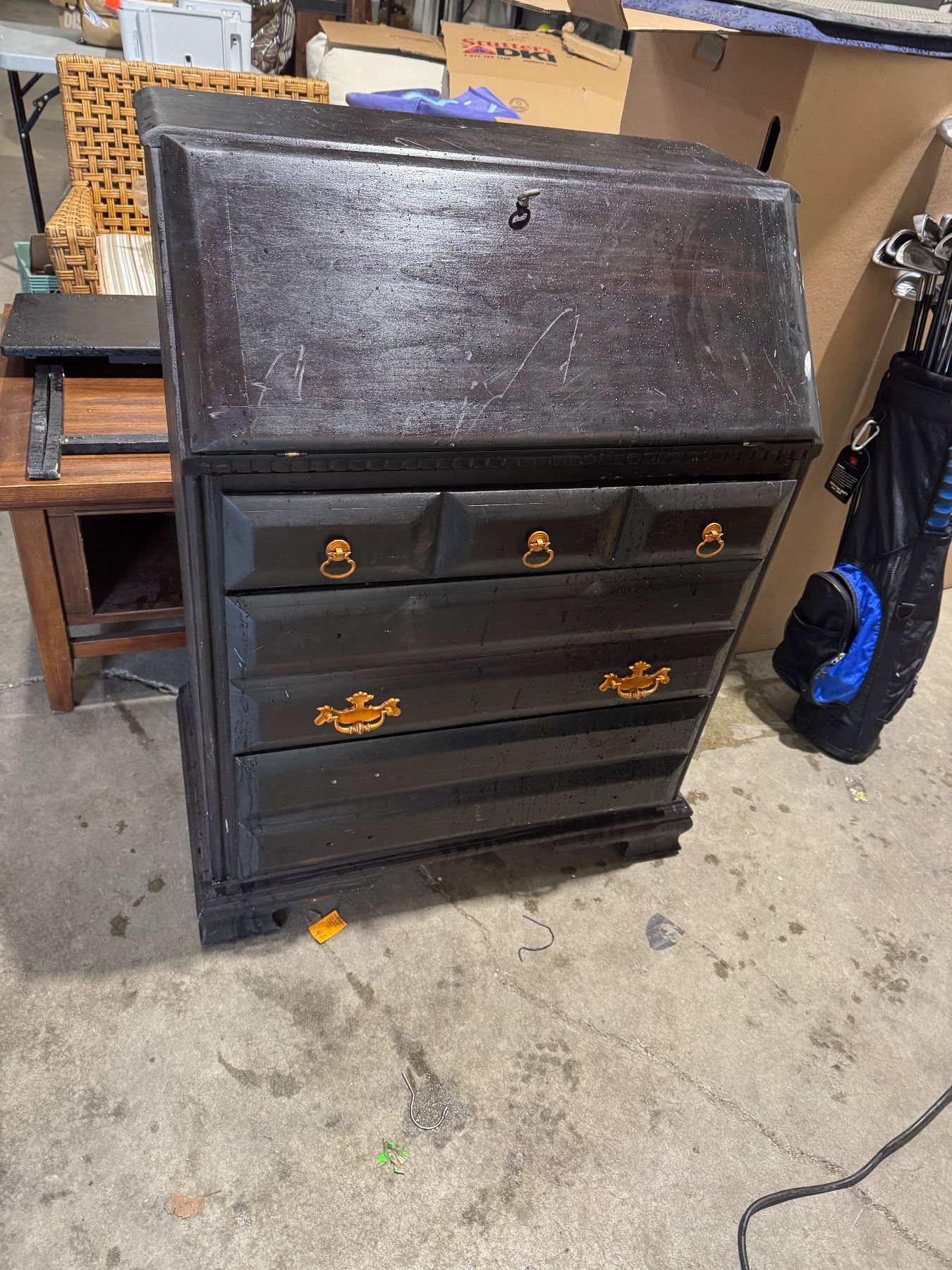 Drop front desk measures 41 inches tall 17 1/2 inches deep and 30 ...