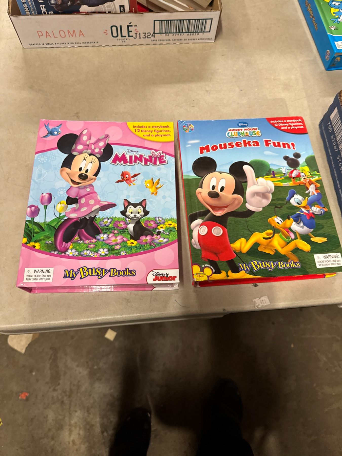 My busy books, Mickey, and Minnie