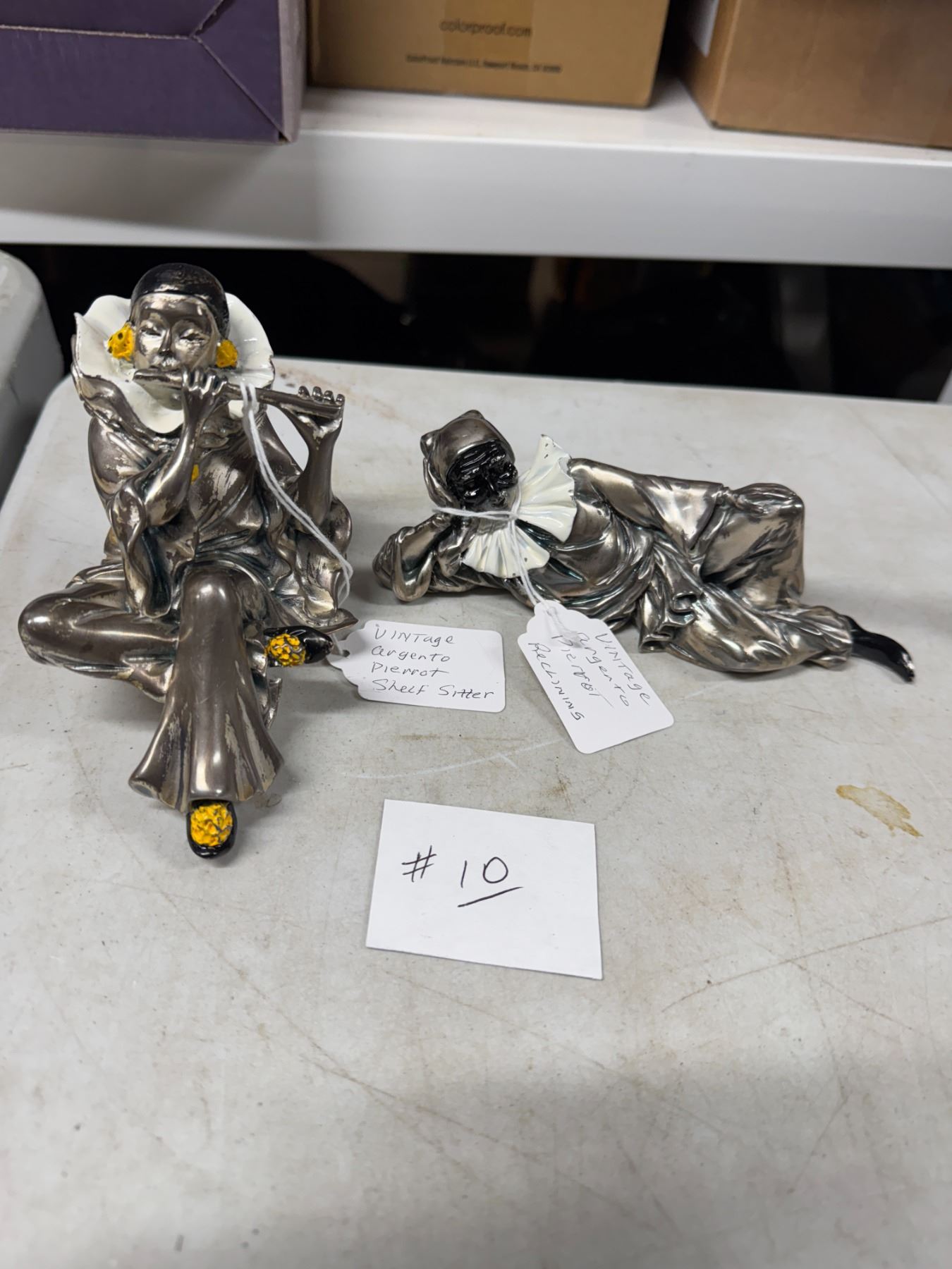 Vintage sterling silver platefd Argento Pierrot figures Italy